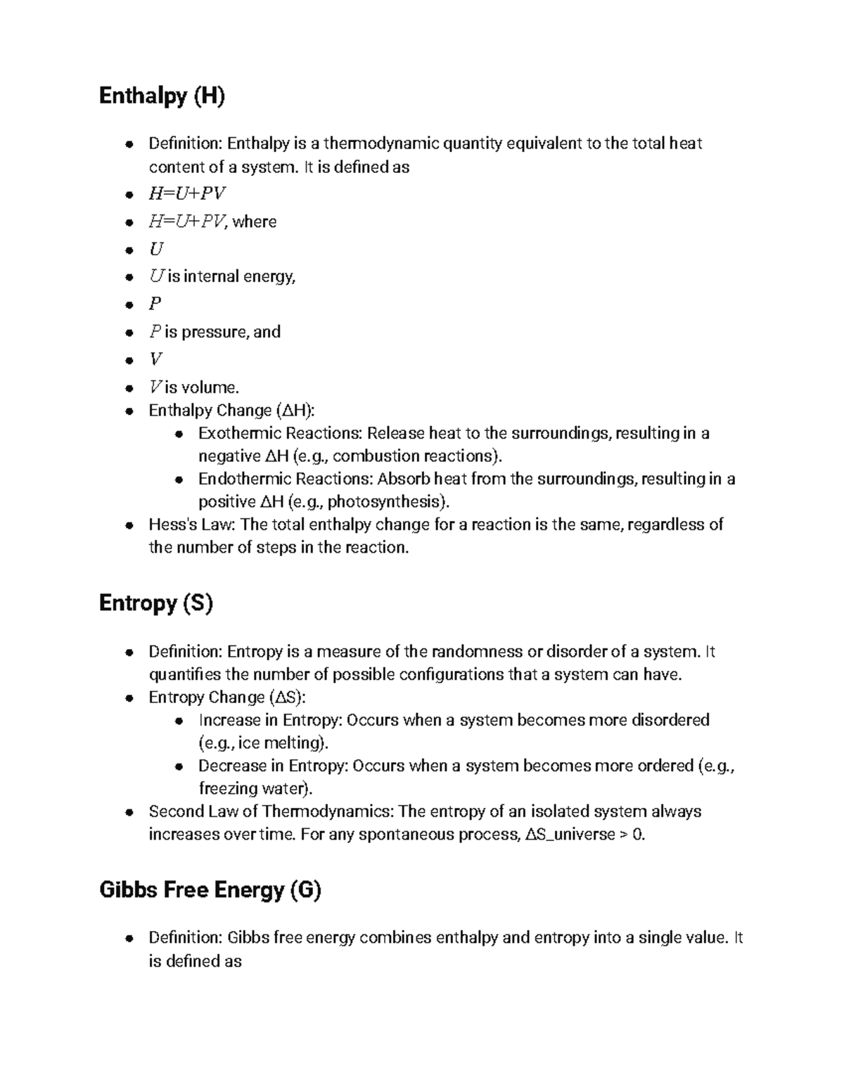 4th-QTR-Reviewer - Yes - Enthalpy (H) Definition: Enthalpy is a ...