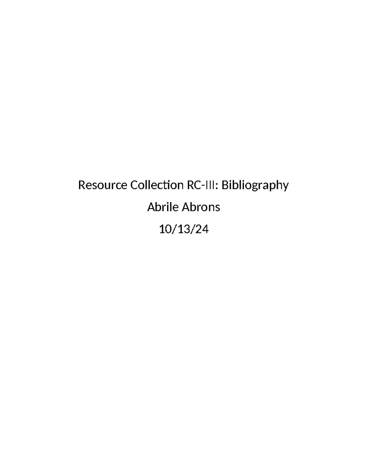 AAbrons Children’s Literature Bibliography 10-13-24 - Resource ...