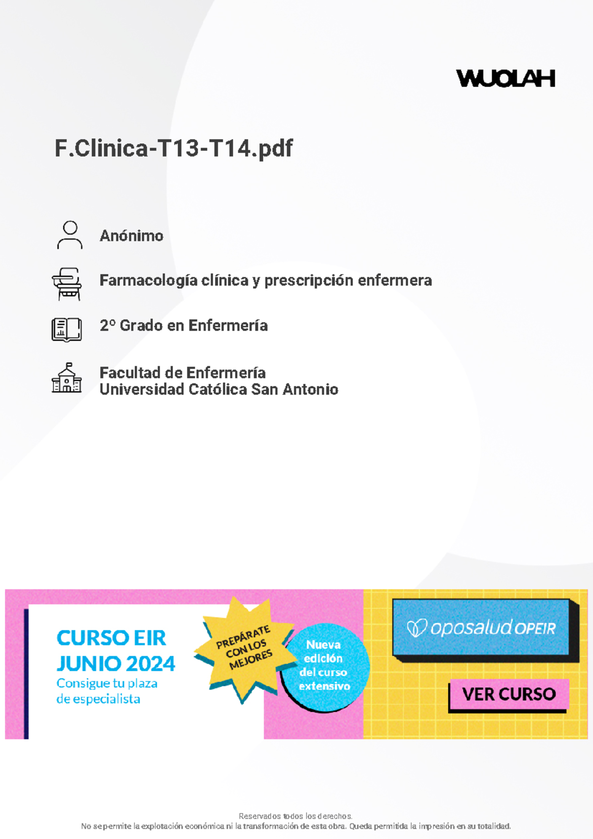 Wuolah-free-F - FARMA CLINICA 13-14 - F.Clinica-T13-T14 Anónimo Farmacología clínica y ...