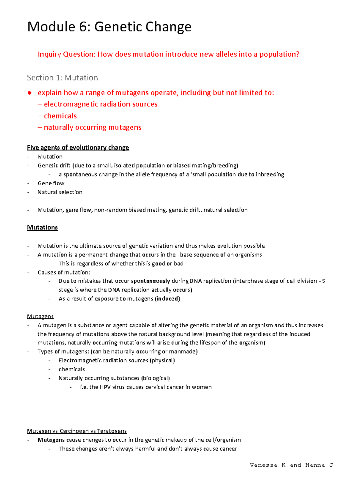 Module 6 Genetic Change HSC Biology 🥑 - Module 6: Genetic Change ...
