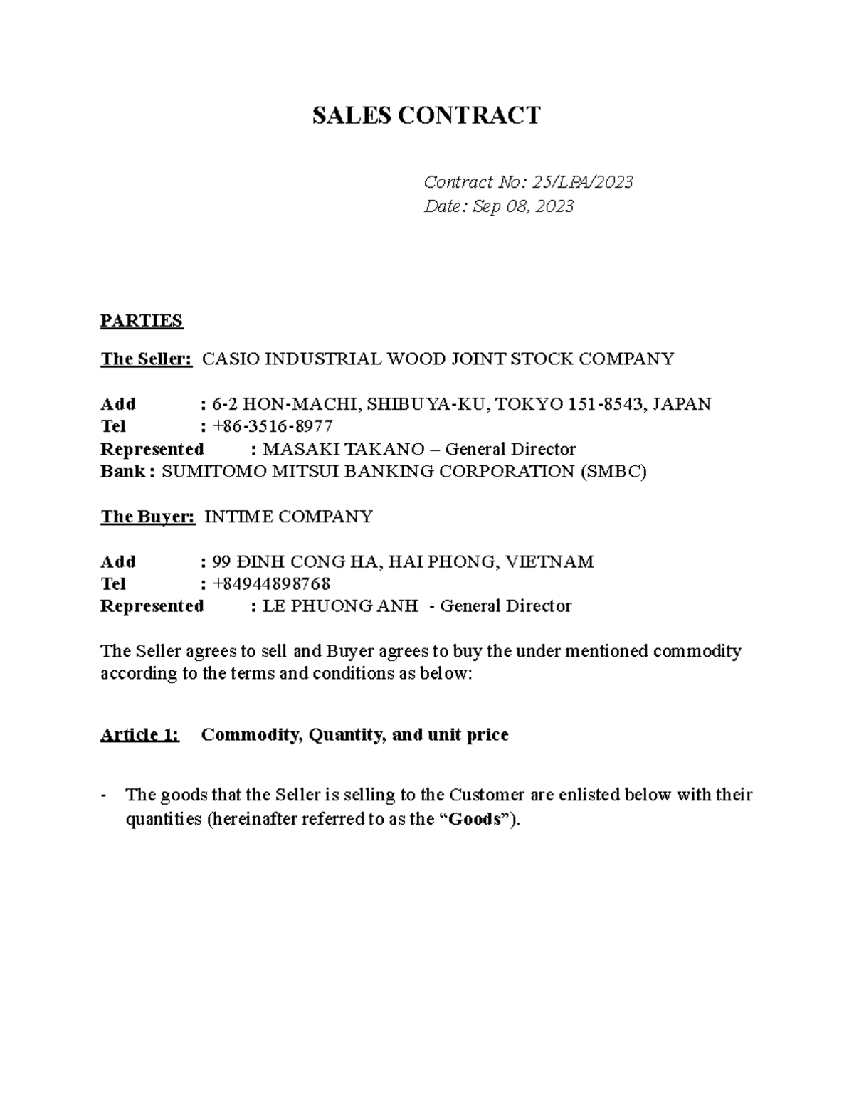 Sales Contract Template Signaturely Repaired - SALES CONTRACT Contract ...