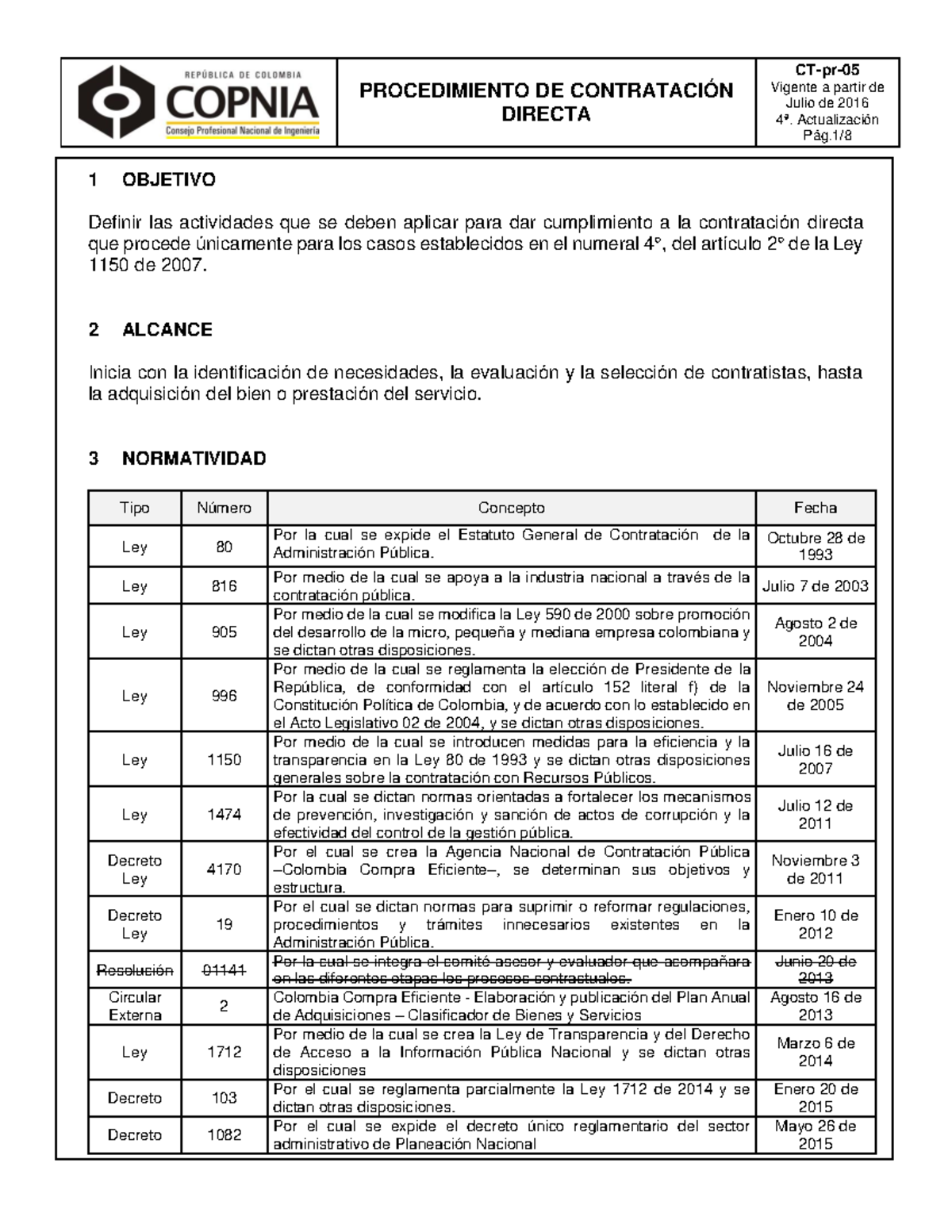 Contratacion directa - PROCEDIMIENTO DE CONTRATACIÓN DIRECTA CT-pr ...