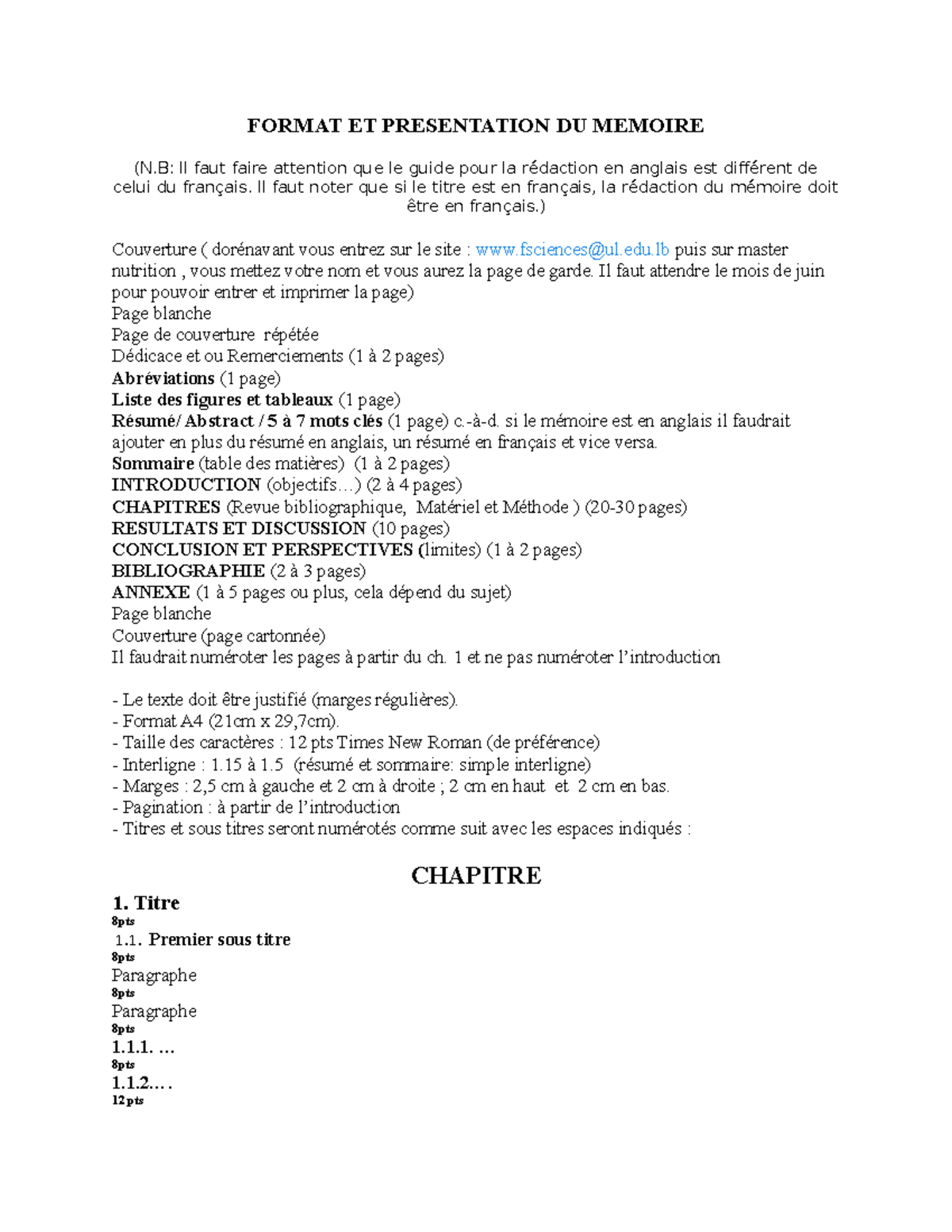 Redaction Memoire - yes wow - FORMAT ET PRESENTATION DU MEMOIRE (N: Il ...