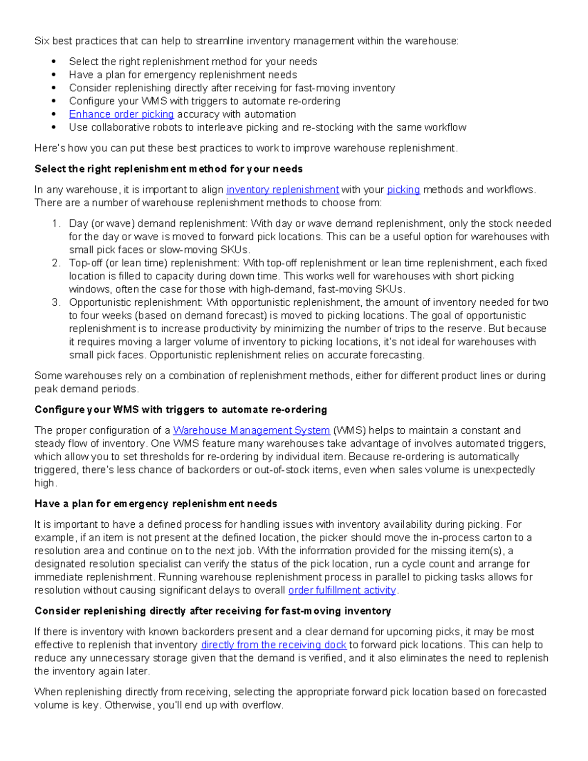 Replenishment Module - Summary BS Customs Administration - Six best ...