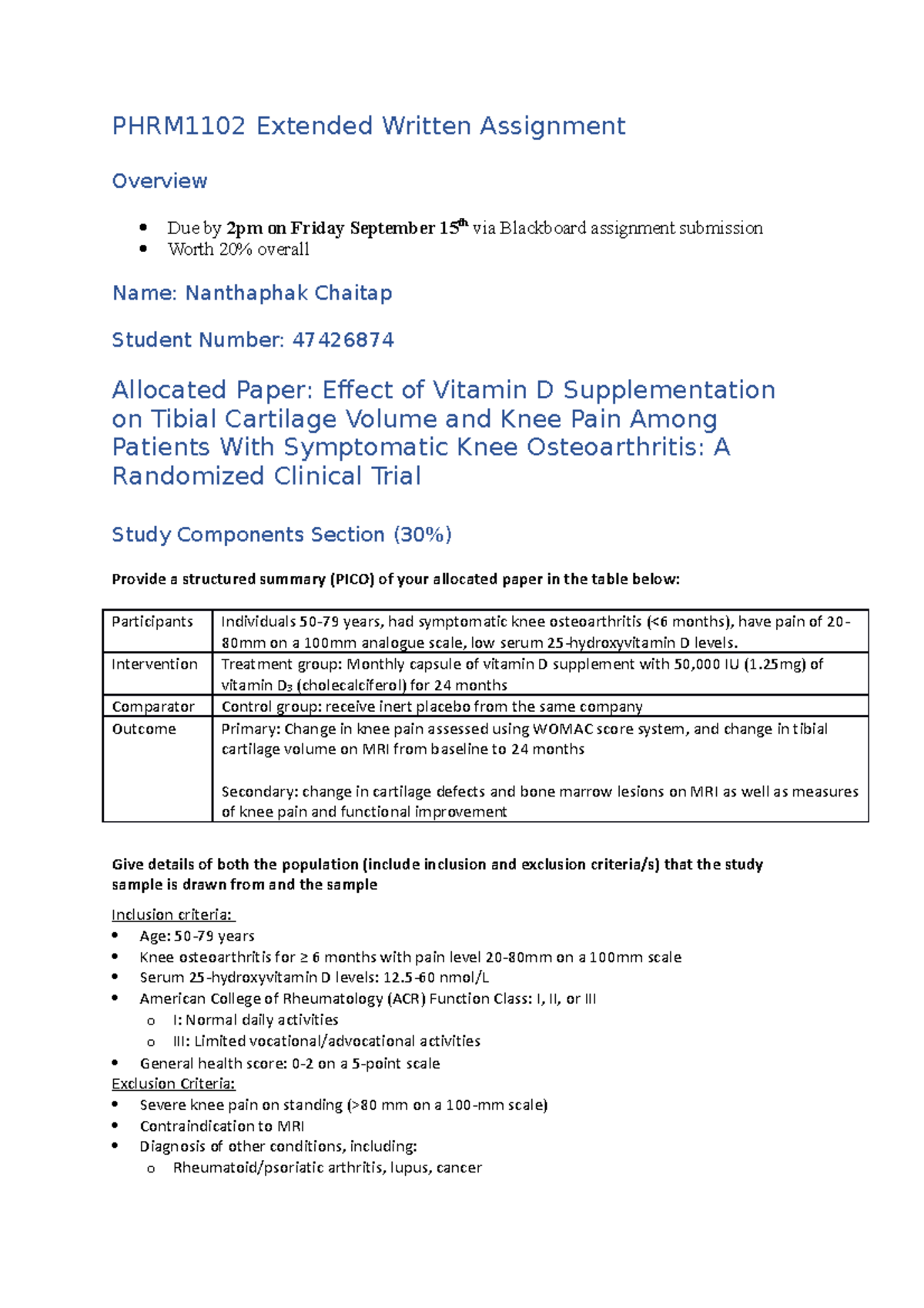 PHRM1102 Extended Written Assignment paper 3 - PHRM1102 Extended ...
