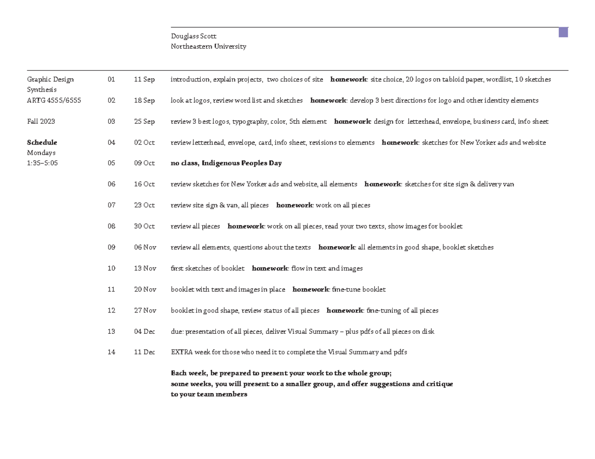 Graphic Design Synthesis Syllabus - Northeastern University Graphic ...