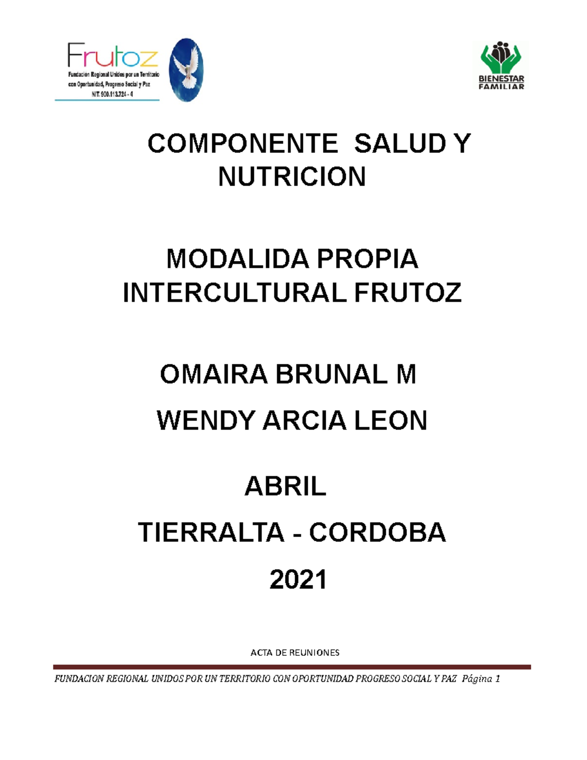 Componente Salud Y Nutricion - COMPONENTE SALUD Y NUTRICION MODALIDA ...