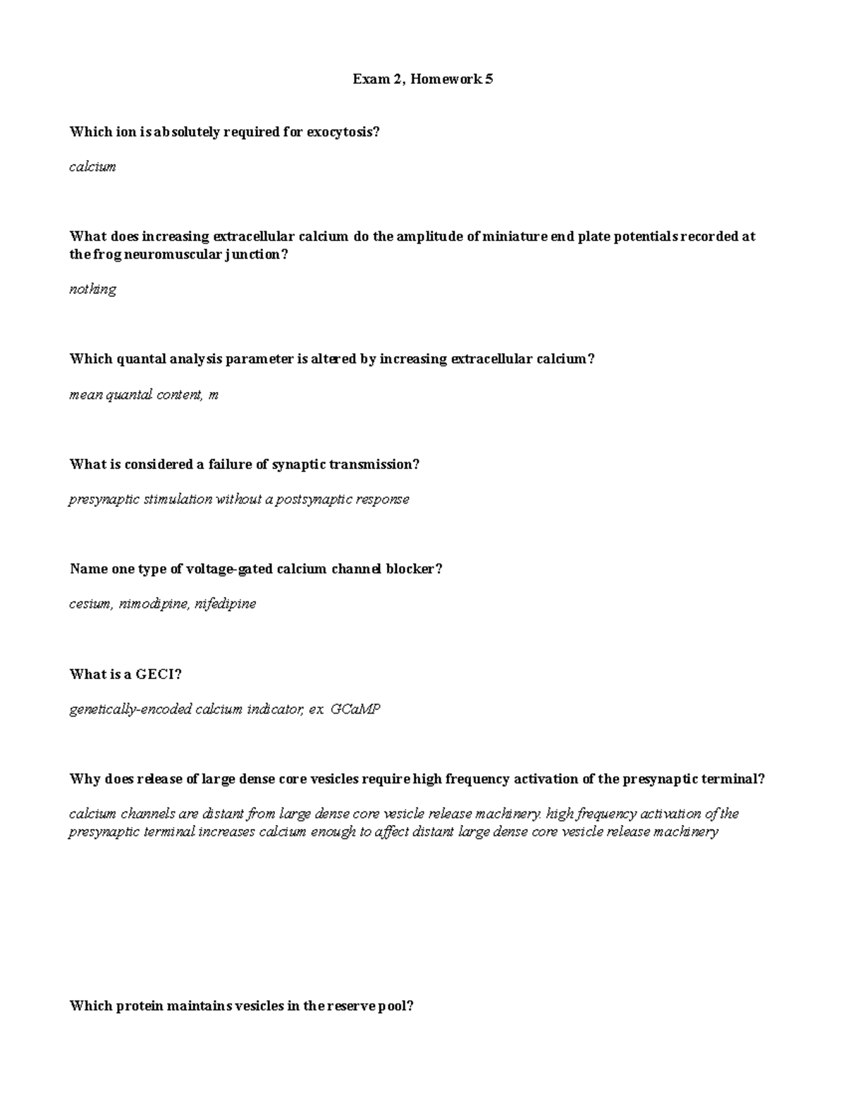 Exam 2 Practice Questions with Answers - Exam 2, Homework 5 Which ion ...