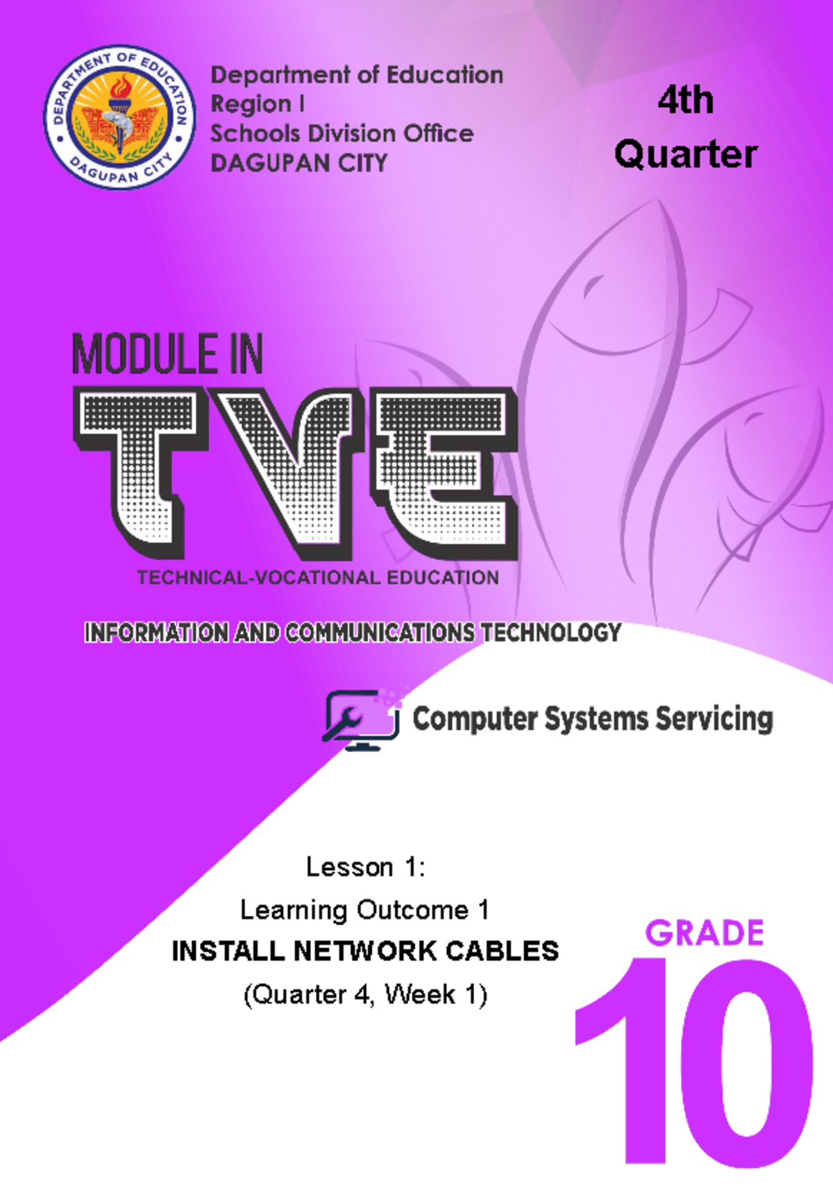 CSS 10 Quarter 4 Week 1 - Lesson 1: Learning Outcome 1 INSTALL NETWORK CABLES (Quarter 4, Week 1 ...