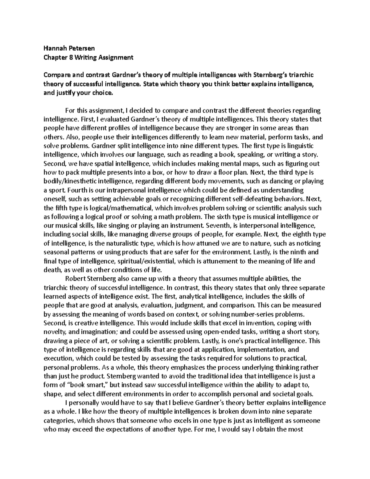 Chapter 8 Writing Assignment - Hannah Petersen Chapter 8 Writing ...