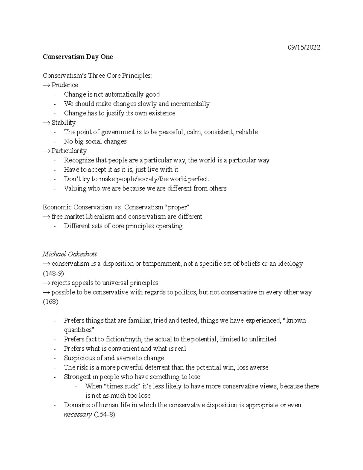 Conservatism Lecture Day 1 - 09/15/ Conservatism Day One Conservatism’s ...