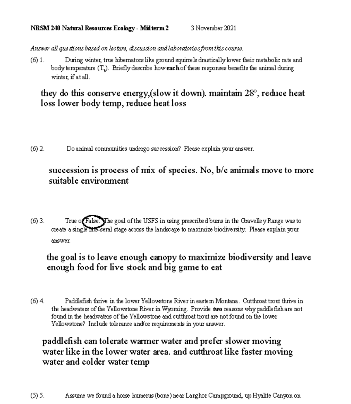 Exam review 2 - Tb, True or false, primary and secondary succession ...