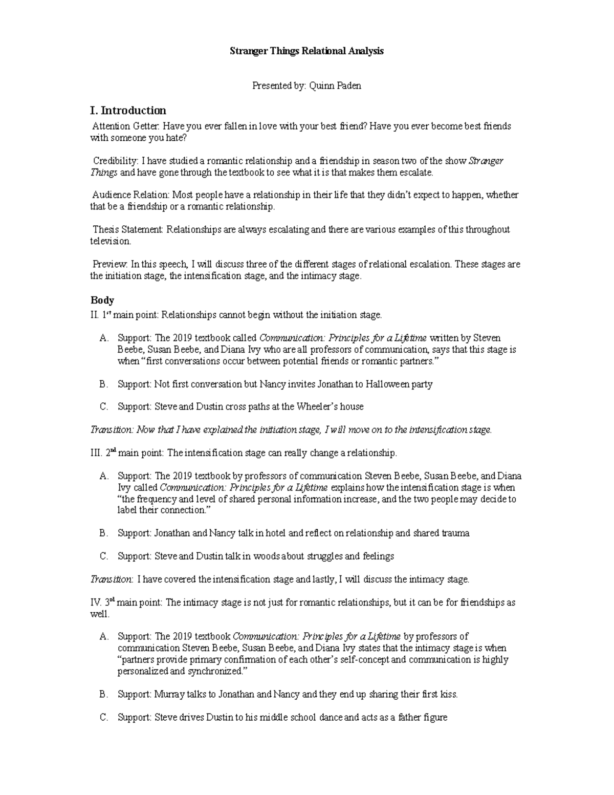 CA Outline - Stranger Things Relational Analysis - Stranger Things ...