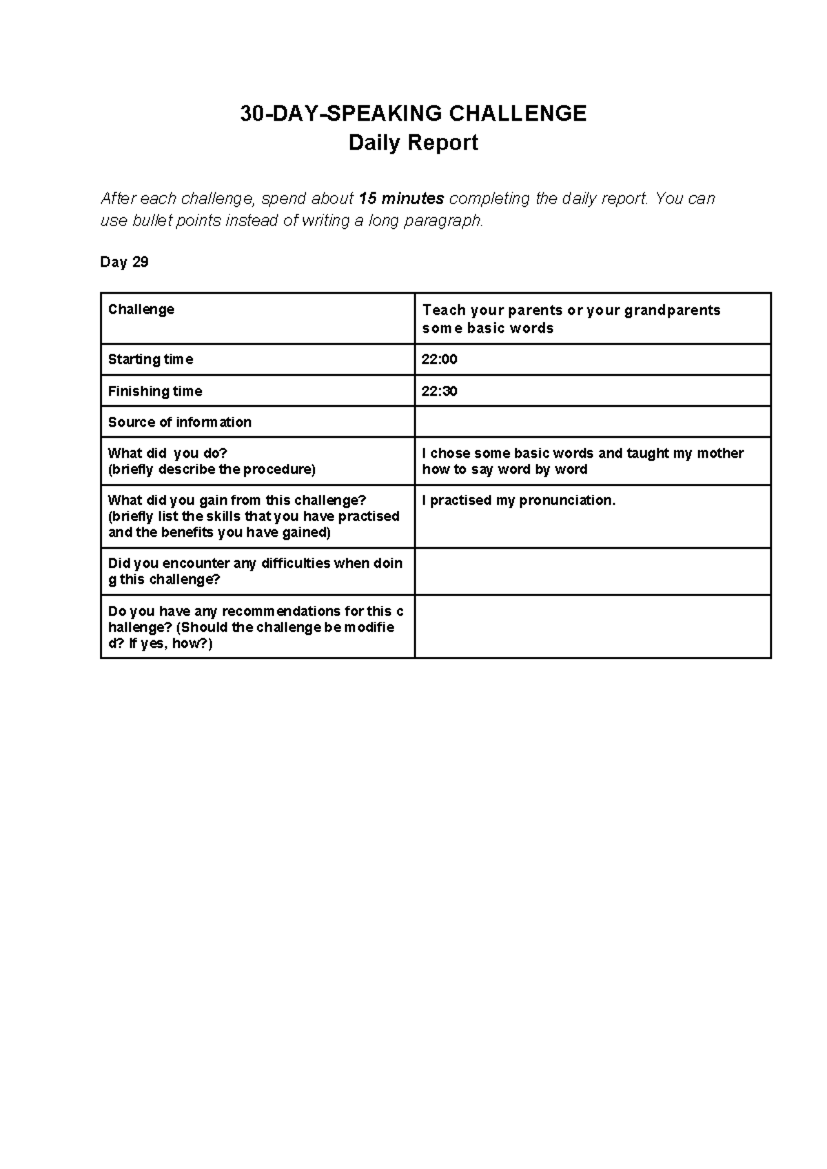 Report day 29 - have fun - 30-DAY-SPEAKING CHALLENGE Daily Report After ...