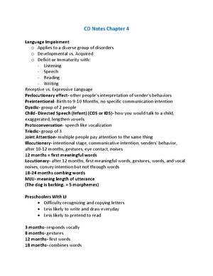 CD - test 2 - Introduction to Communicative Disorders test 2 notes - CD ...