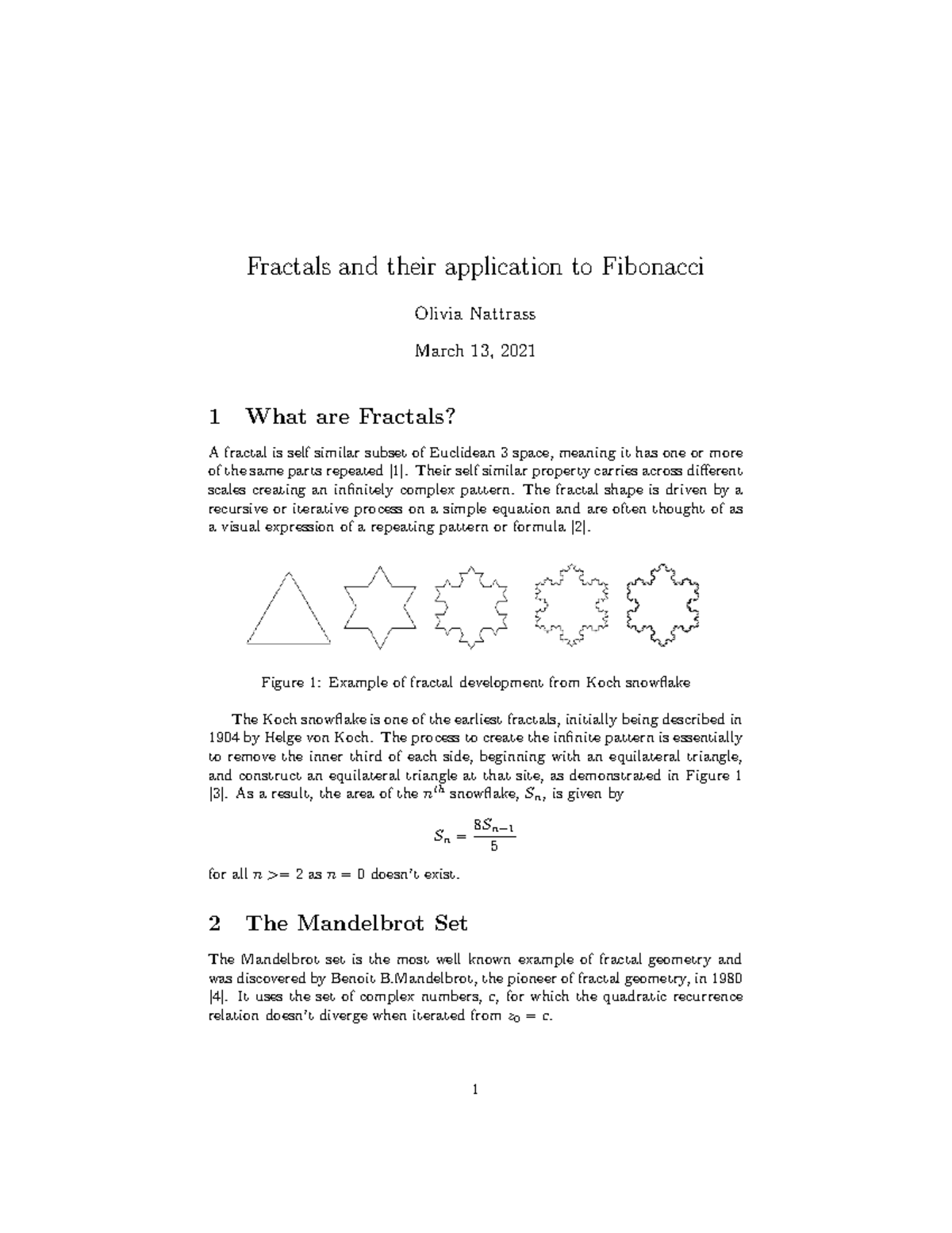 Fractals and their application to Fibonacci - Their self similar ...