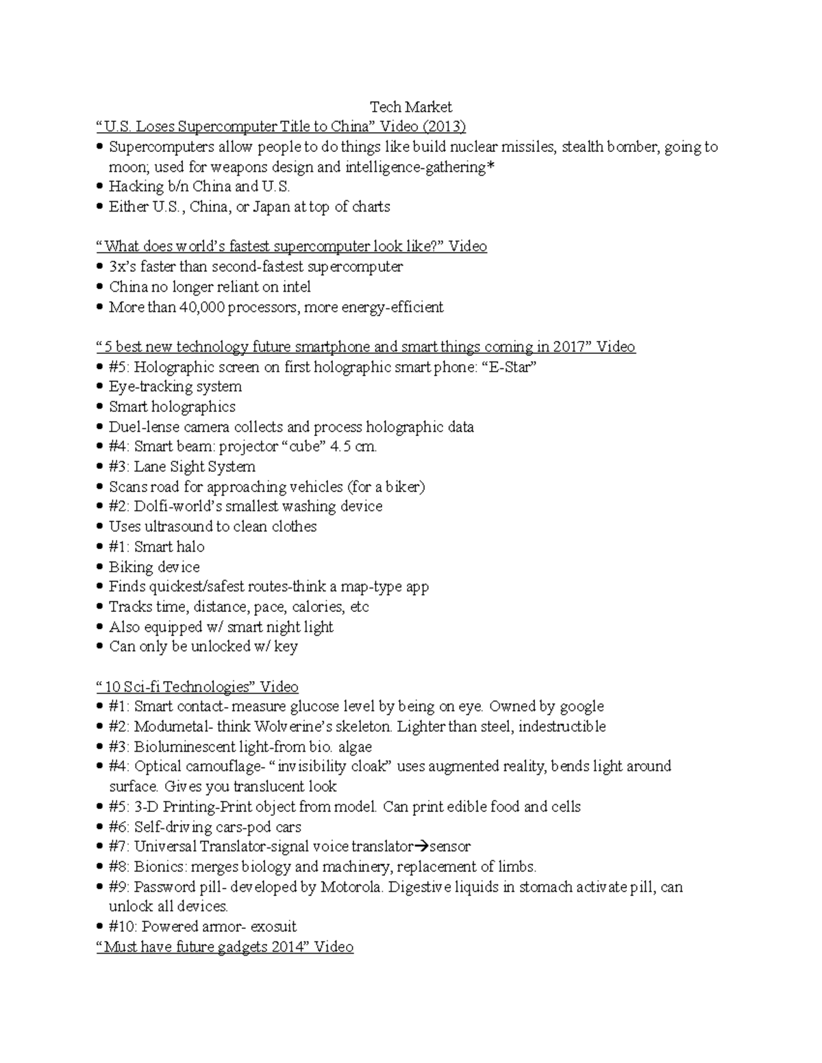 Tech Market notes - Professor Lisa Ball. Fulfilled TCU Core Curriculum ...