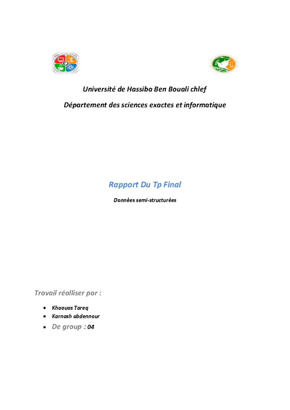 Université de Hassiba Ben Bouali chlef - Université de Hassiba Ben ...