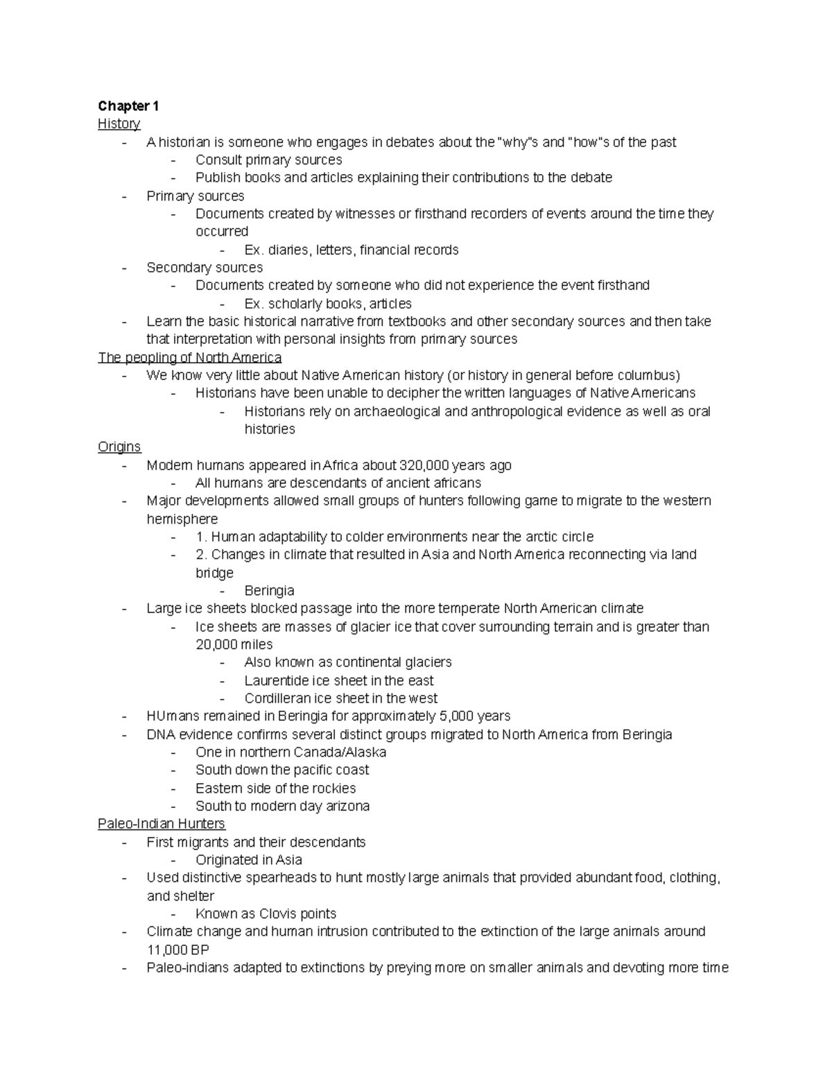 American history - Lecture notes all - Chapter 1 History - A historian ...