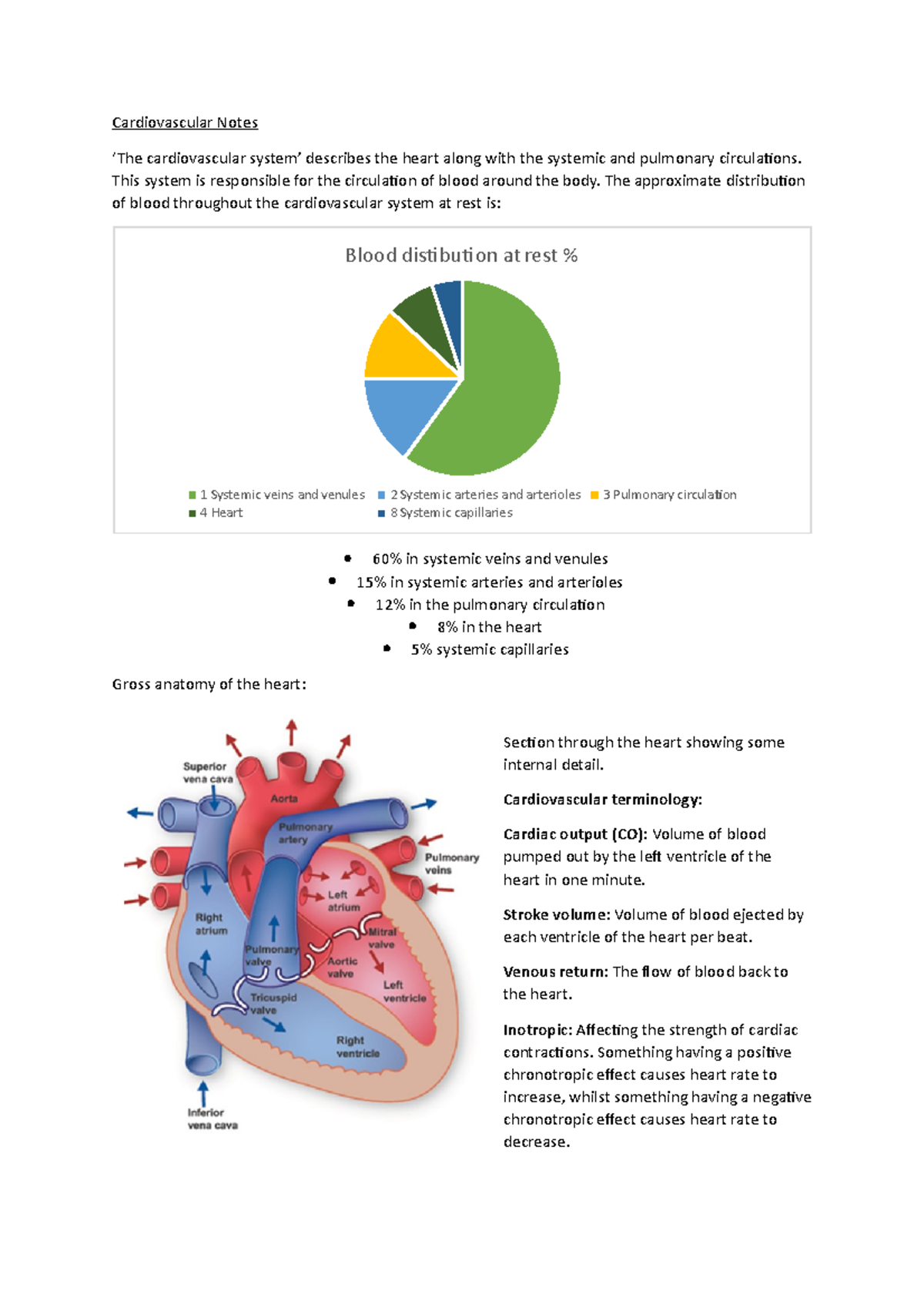 Cardiovascular Notes - Cardiovascular Notes ‘The cardiovascular system ...