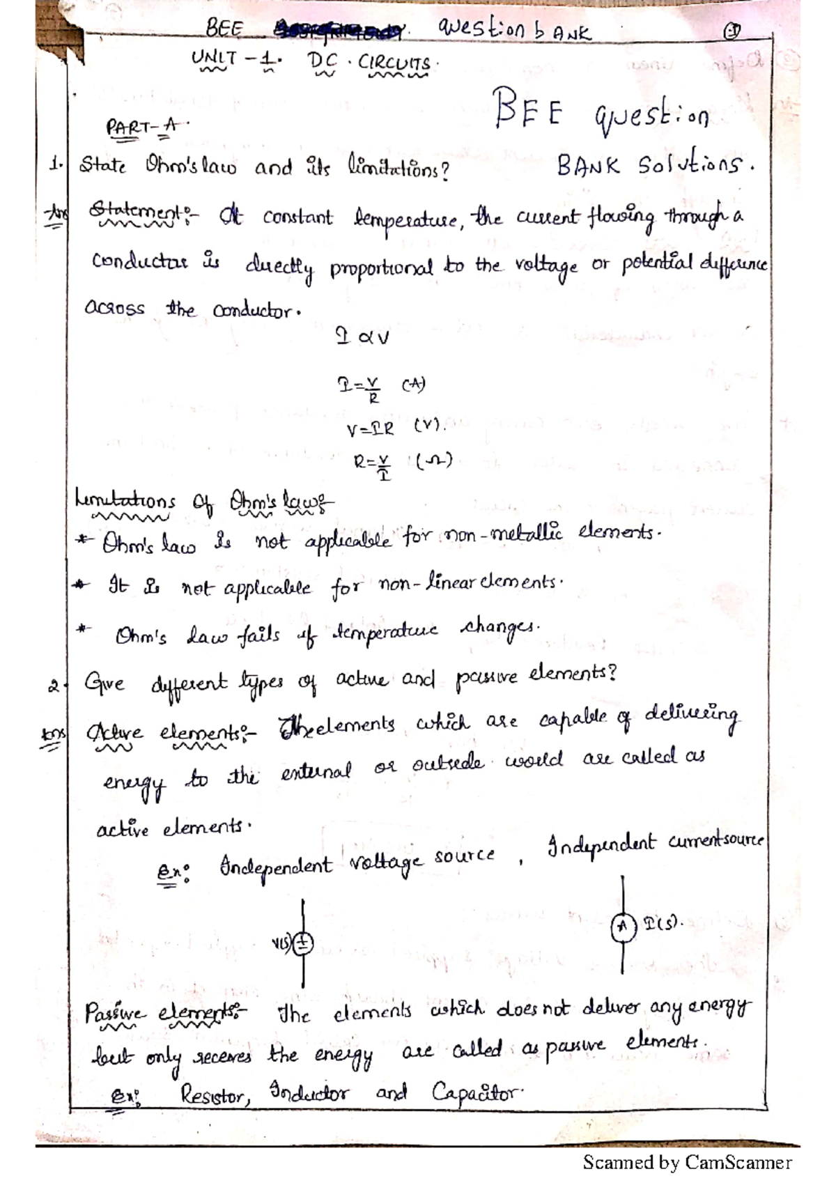 Unit-1 BEE NOTES - Electrical and Electronics Engineering - Studocu