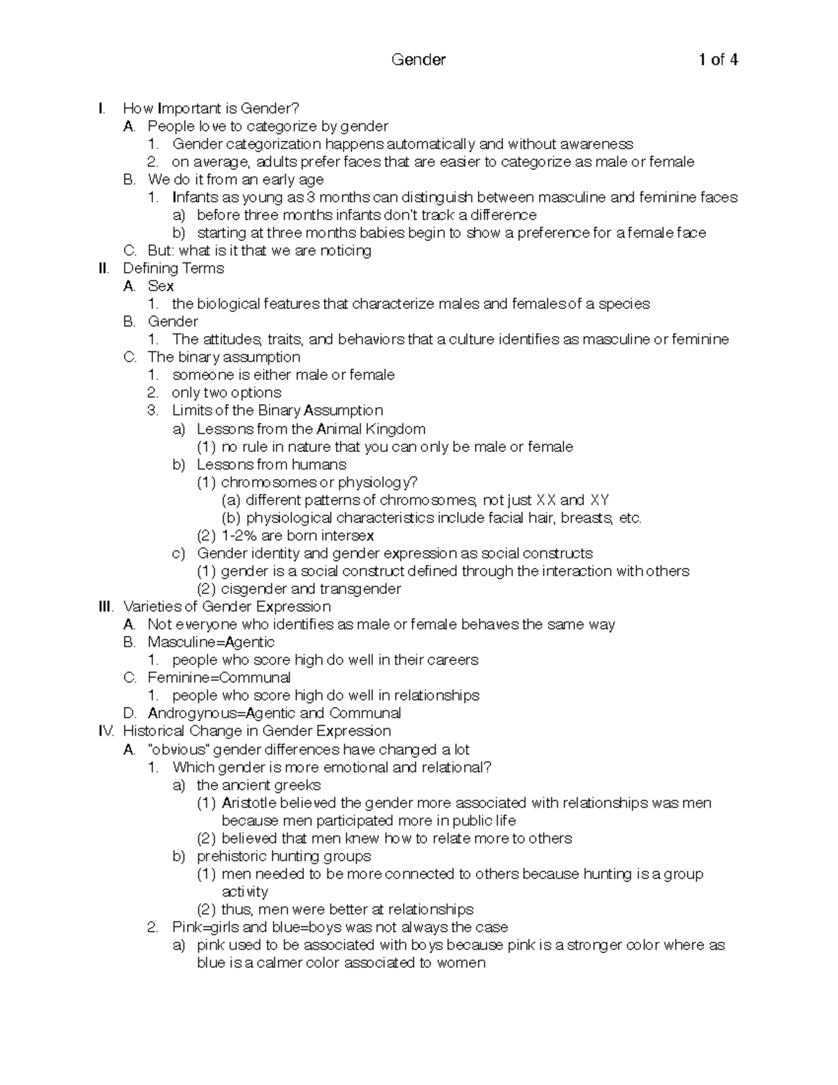 Gender - Benjamin Karney - I. How Important is Gender? A. People love ...