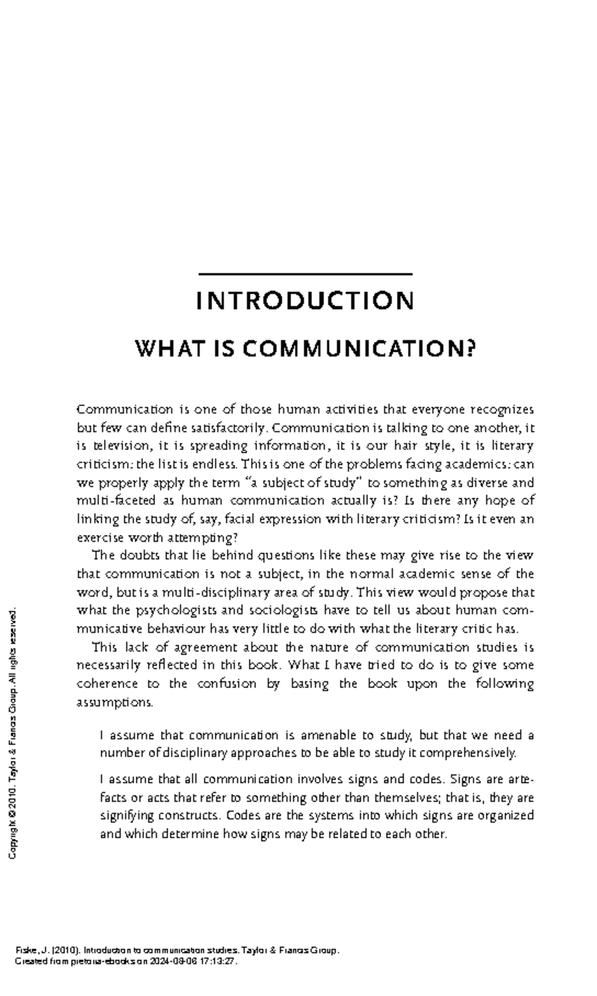 Introduction to Communication Studies - ( Introduction WHAT IS ...