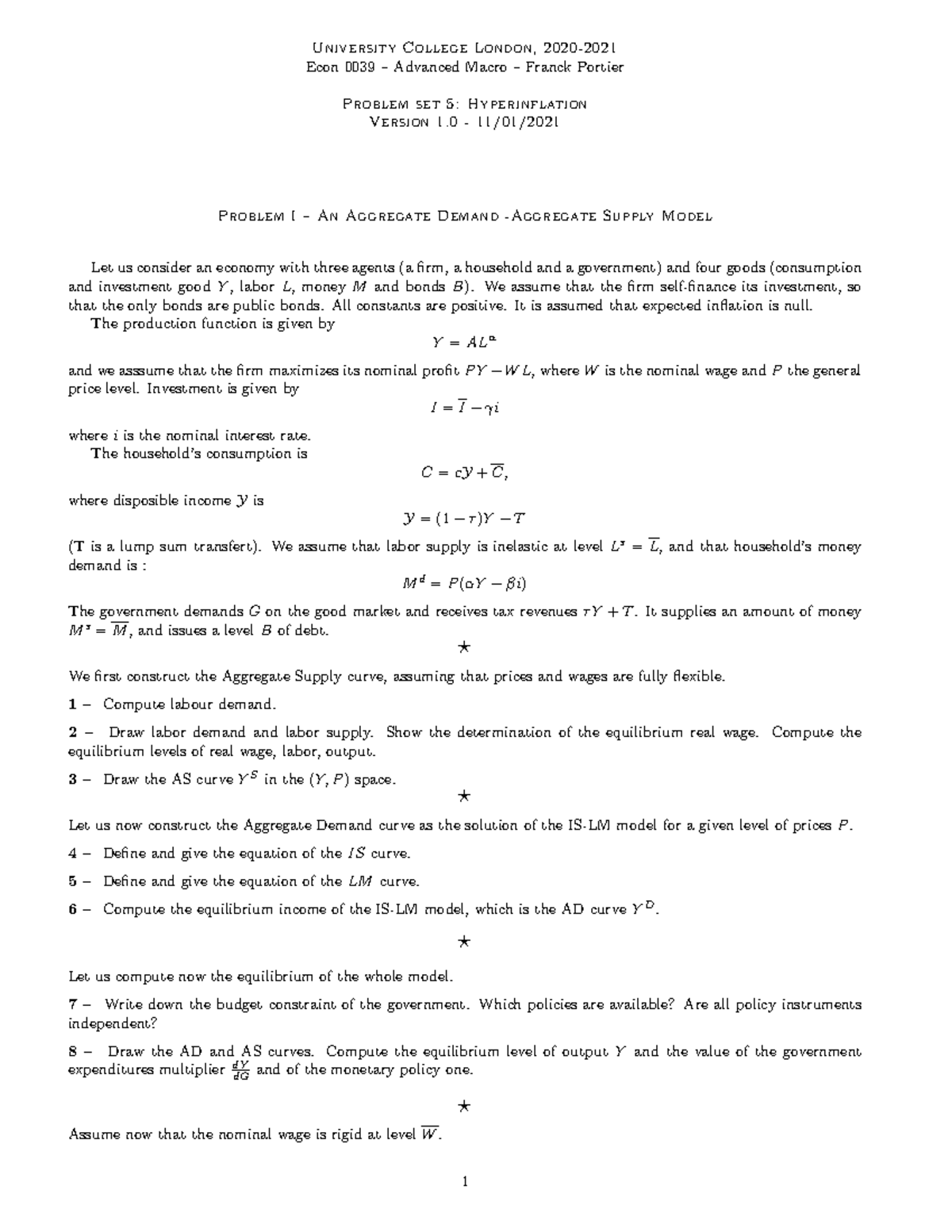 P5 - LECTURE NOTES - University College London, 2020- Econ 0039 ...