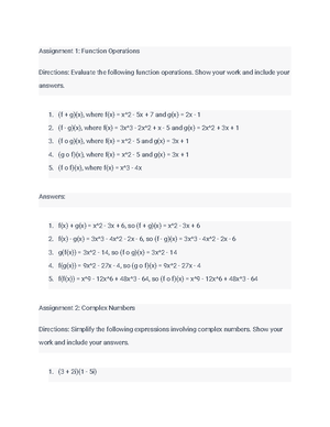 Assignment 1 Basic Algebra - Assignment 1: Basic Algebra x + 5 ...