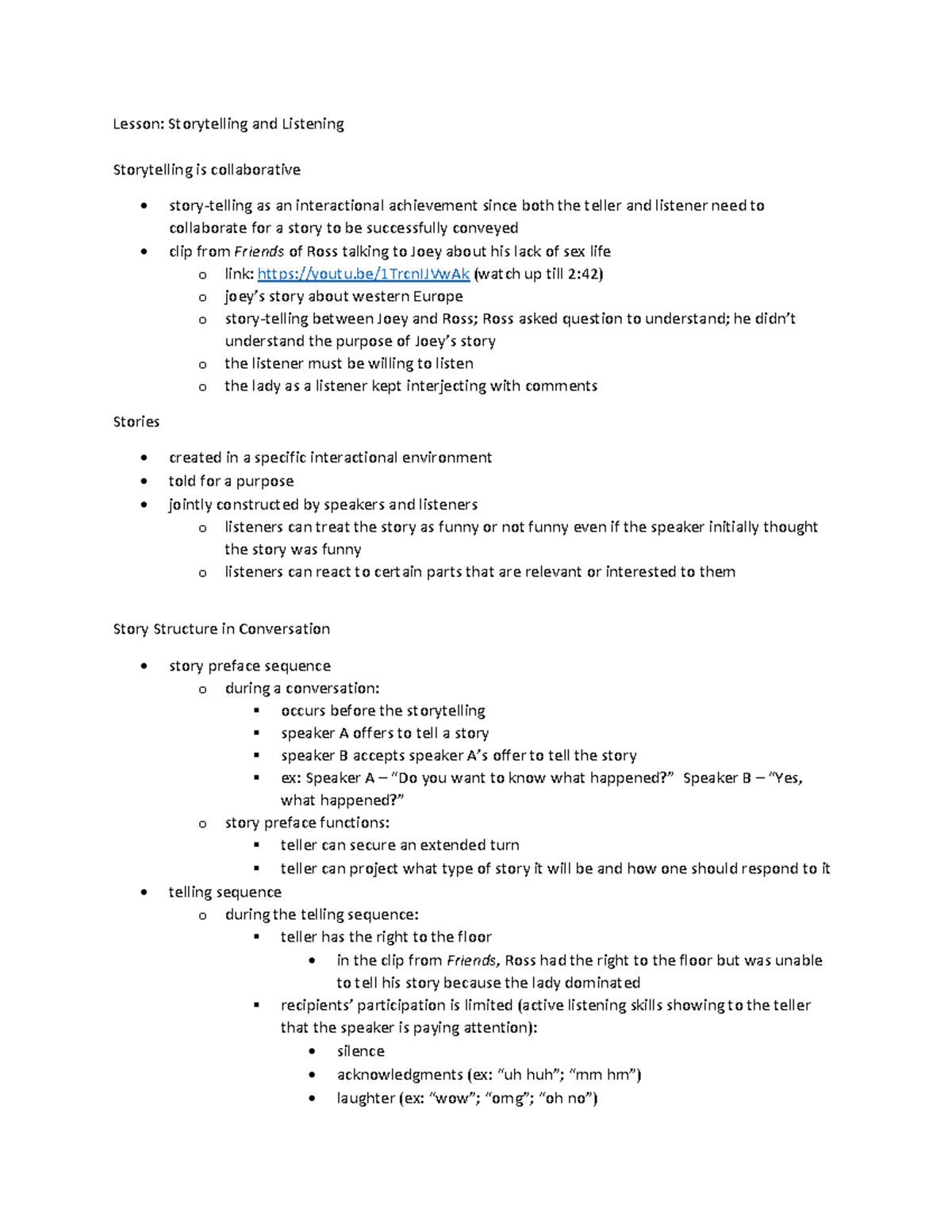 Storytelling and Listening - Lesson: Storytelling and Listening ...