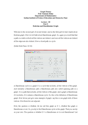 Lec18 - Class notes of Professor Bala Subramaniyam - Graph Theory Prof ...