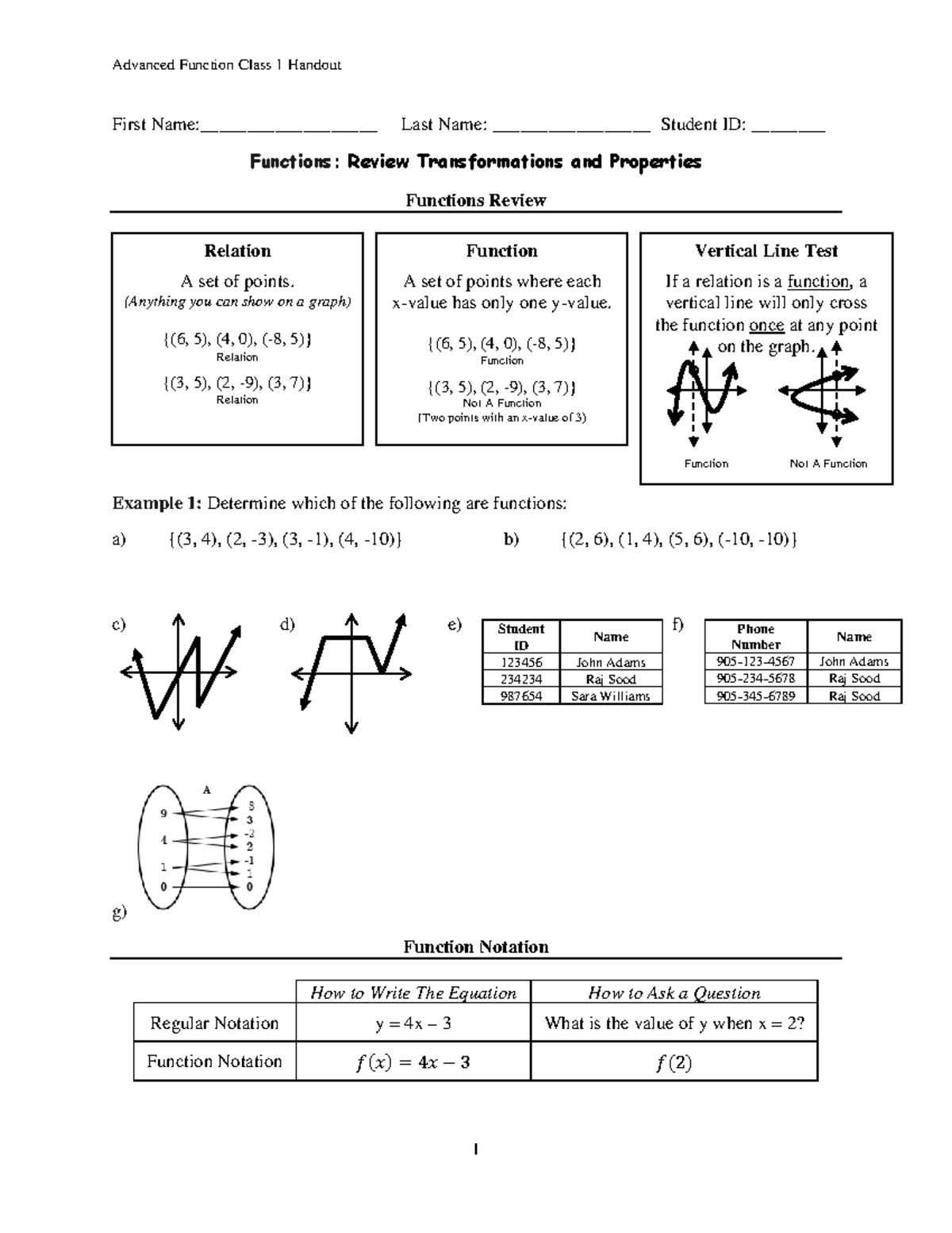 Class 01 Advanced Function Handout July 05 - First Name ...