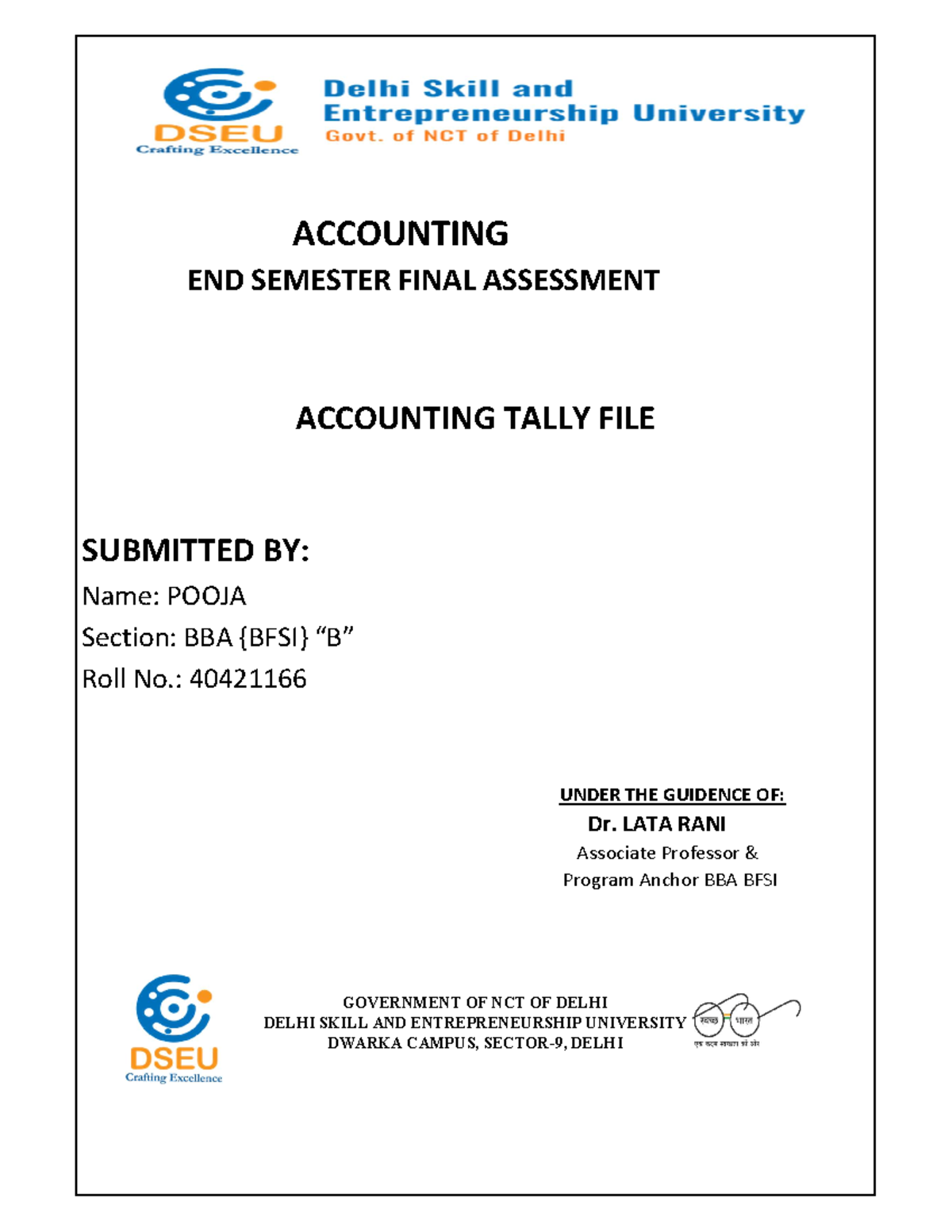 Tally final file 11 - ACCOUNTING END SEMESTER FINAL ASSESSMENT ...