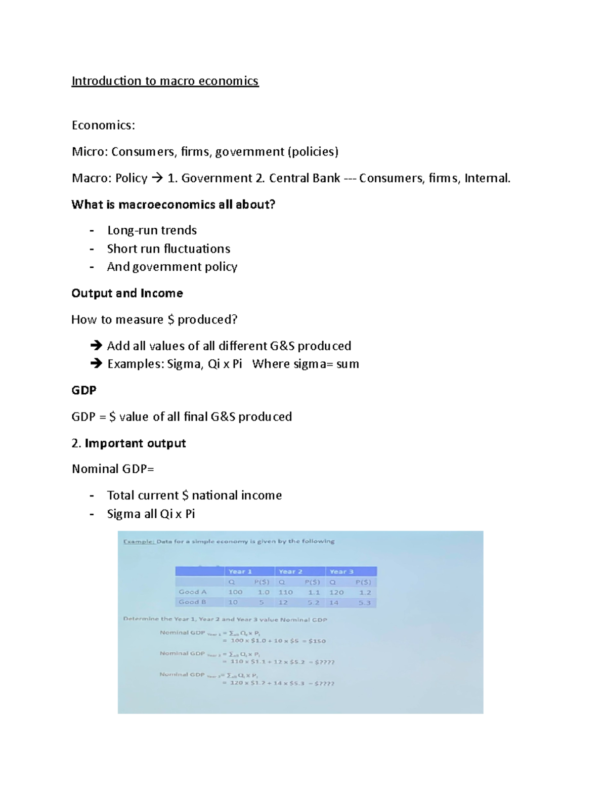 Macro Part 1 - Introduction to macro economics Economics: Micro ...