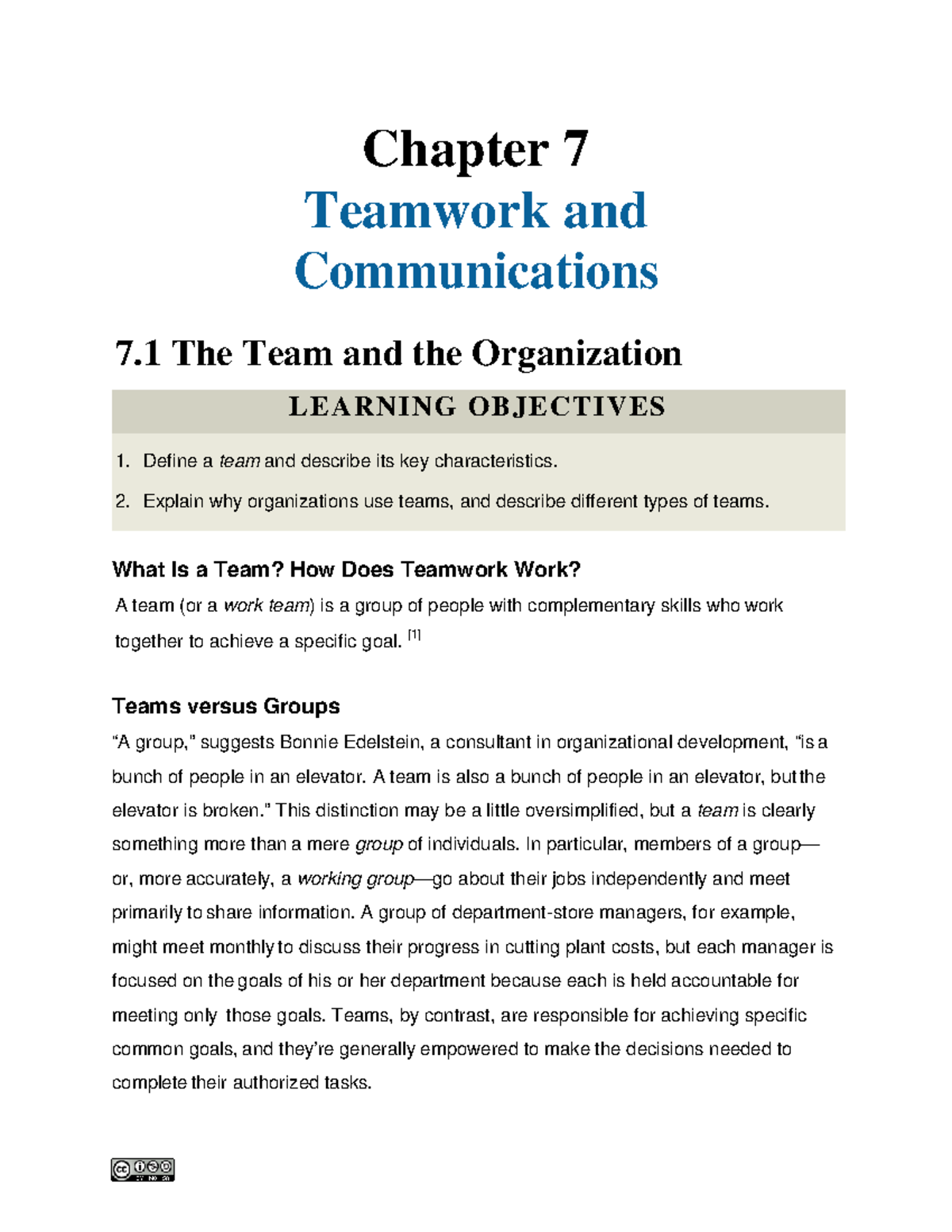 Electronic textbook - Chapter 7 - Chapter 7 Teamwork and Communications ...
