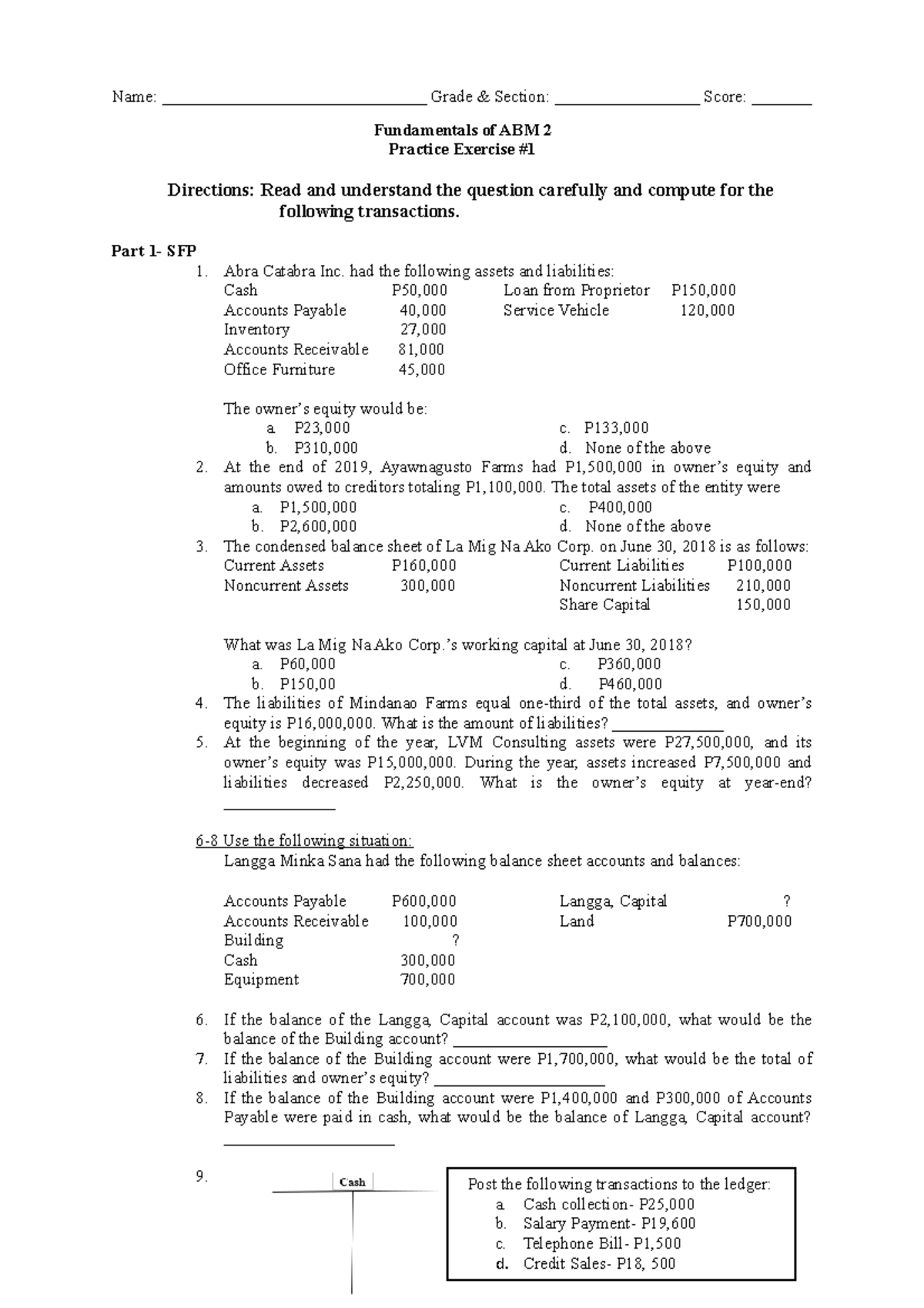 SFP & SCI - sfp & SCI - Name: _______________________________ Grade ...