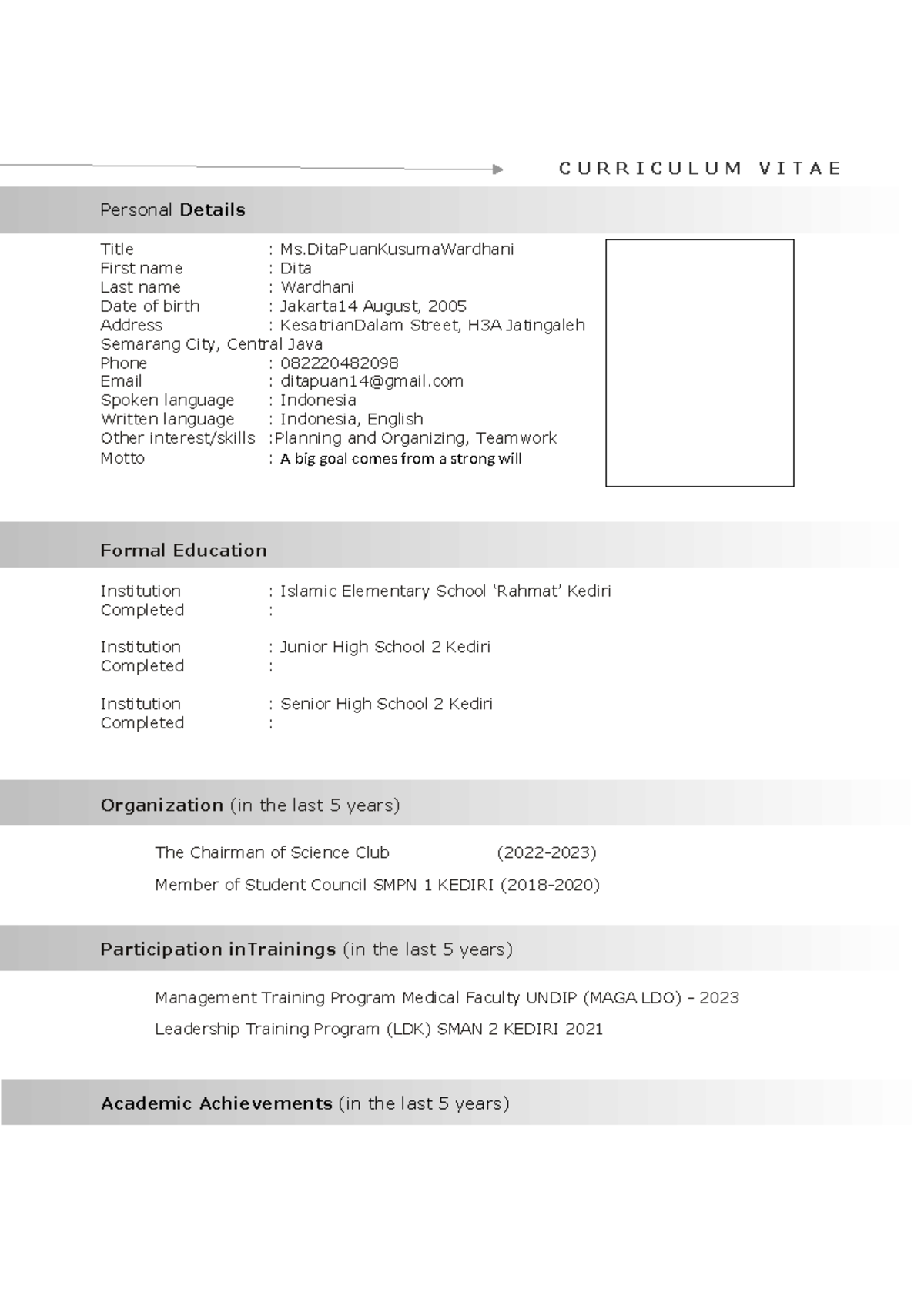 CV and Application Form [AMSA-Undip 2024]-1 - C U R R I C U L U M V I T ...