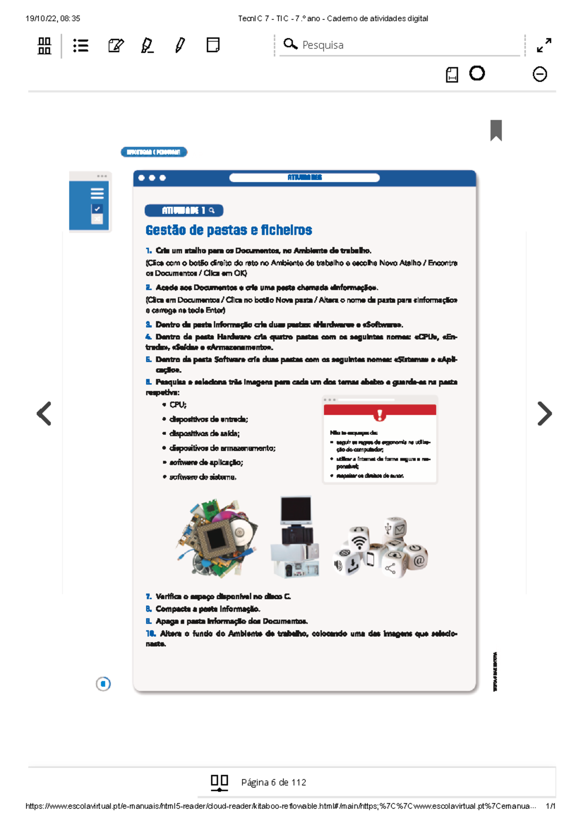 Ficha 1 - 19/10/22, 08:35 TecnIC 7 - TIC - 7.º ano - Caderno de ...