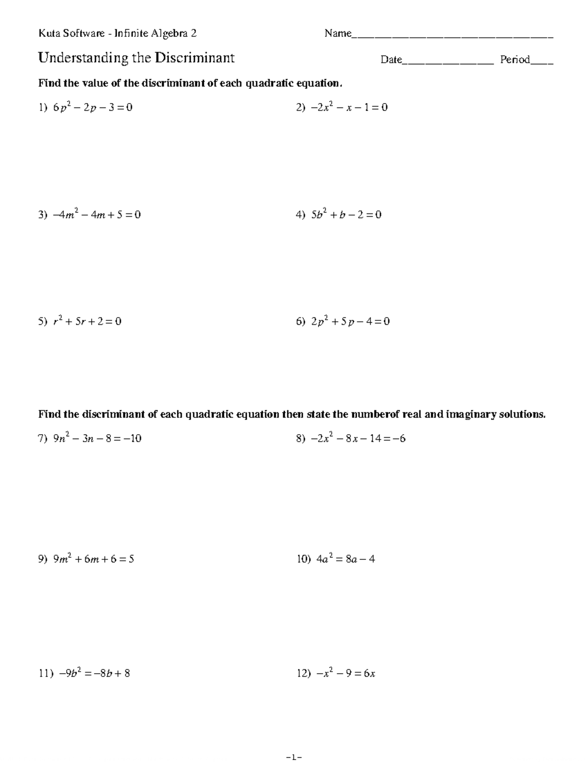 The Discriminant - Read it before analysis. - ©B Z 2 i 0 y 1 w 2 H ...