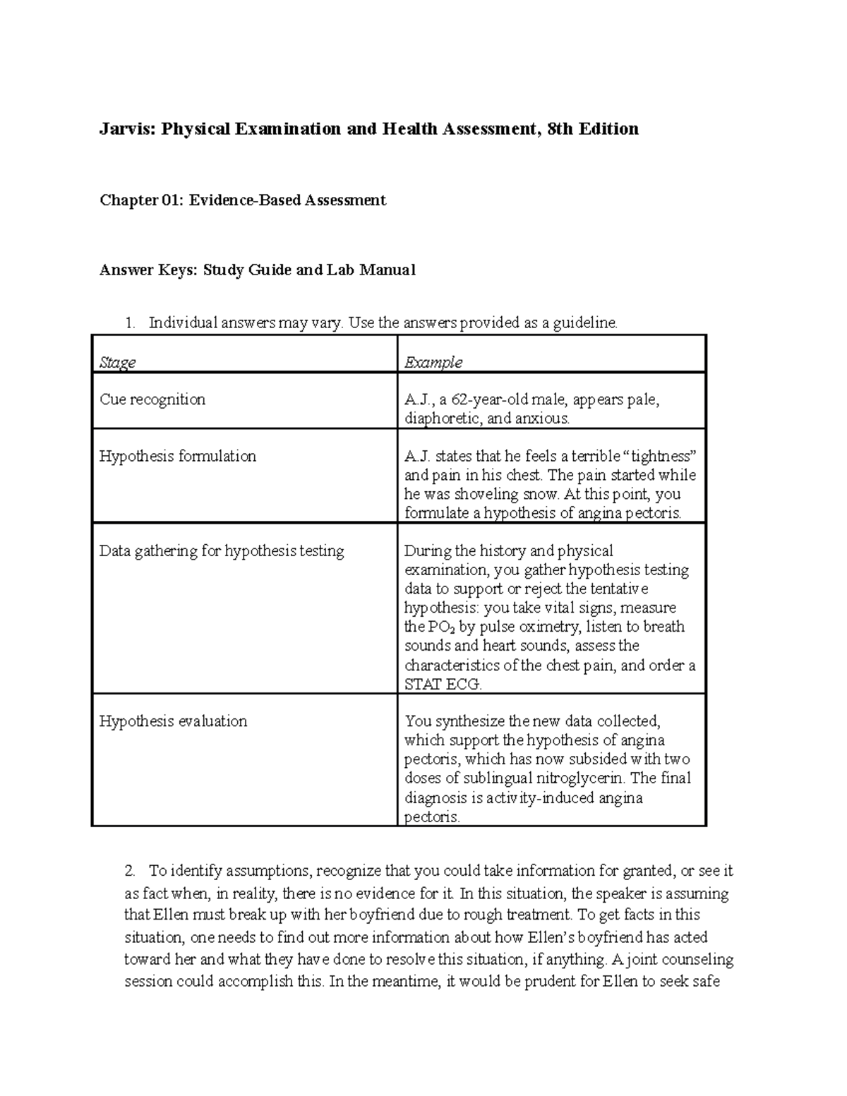 Physical Examination and Health Assessment CH1 study guide answers ...