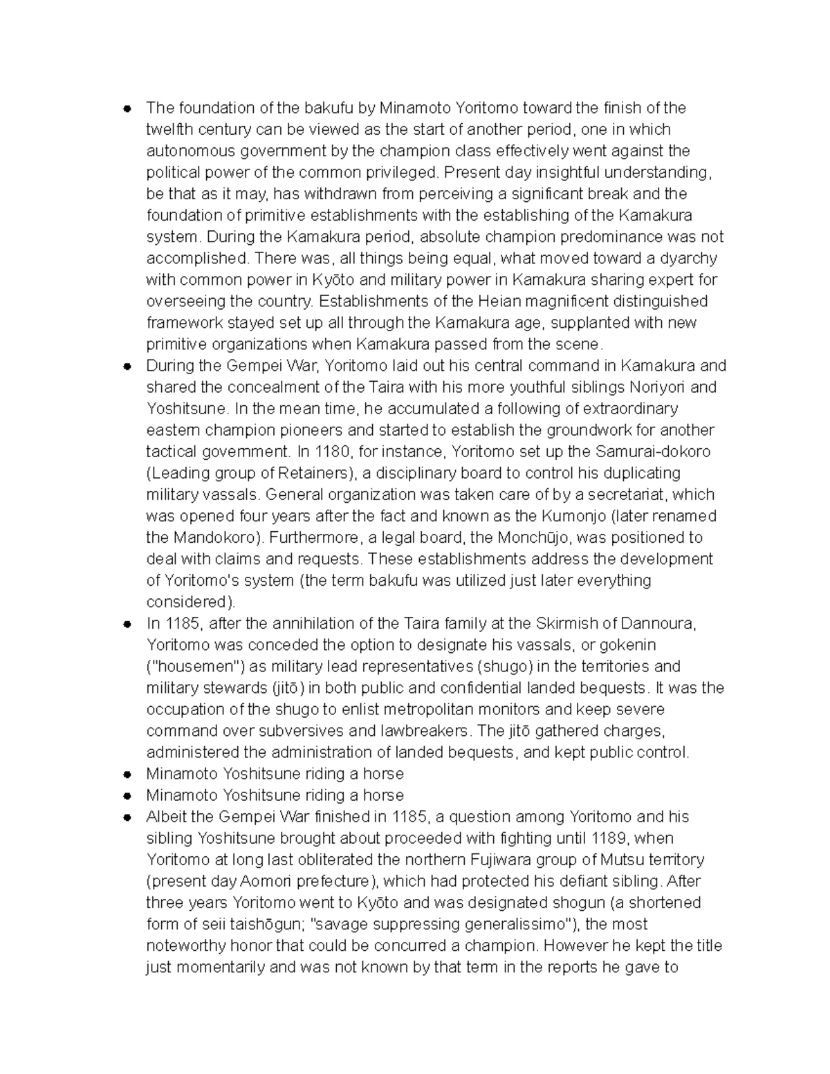 Medieval Japan - Lecture notes from class - The foundation of the ...