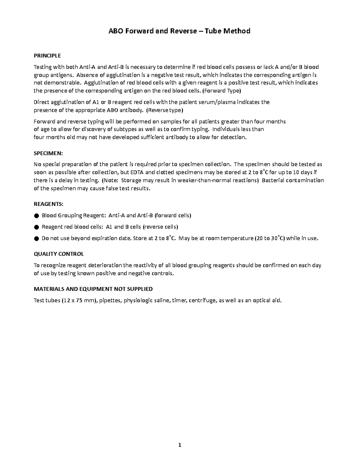 ABO Forward and Reverse Tube Method-1 - ABO Forward and Reverse – Tube ...