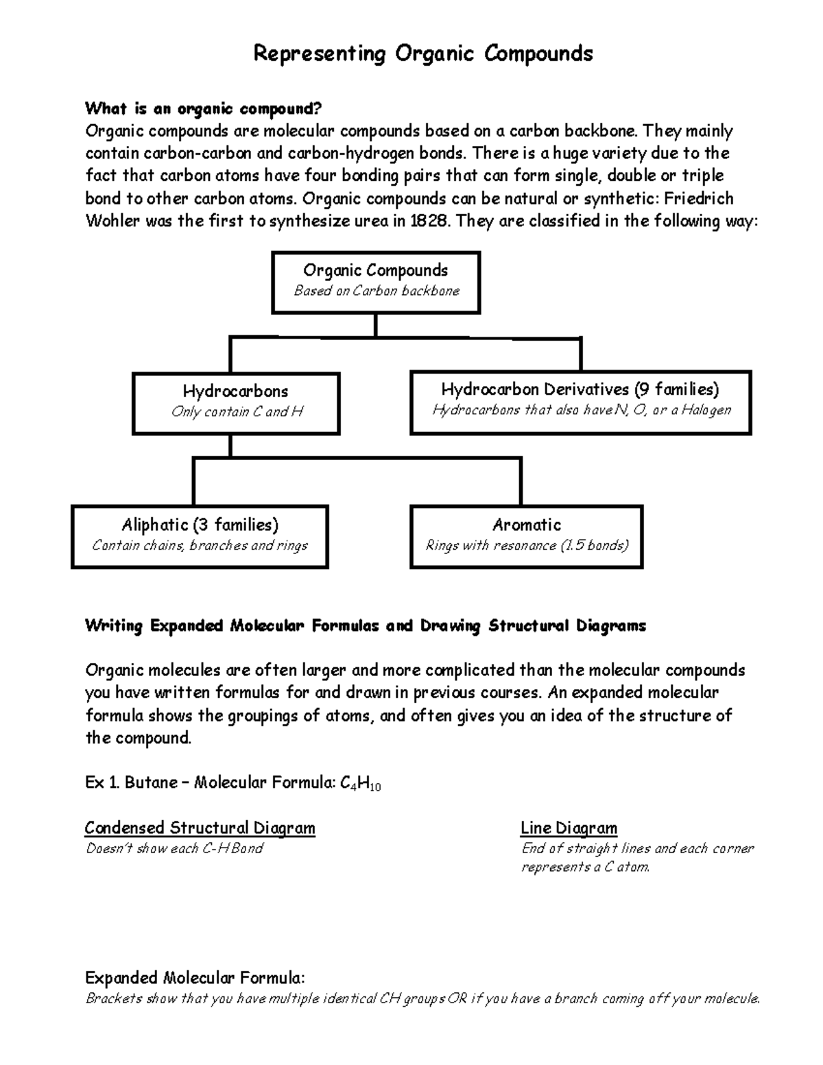 1 - Organic molecules - Representing Organic Compounds What is an ...