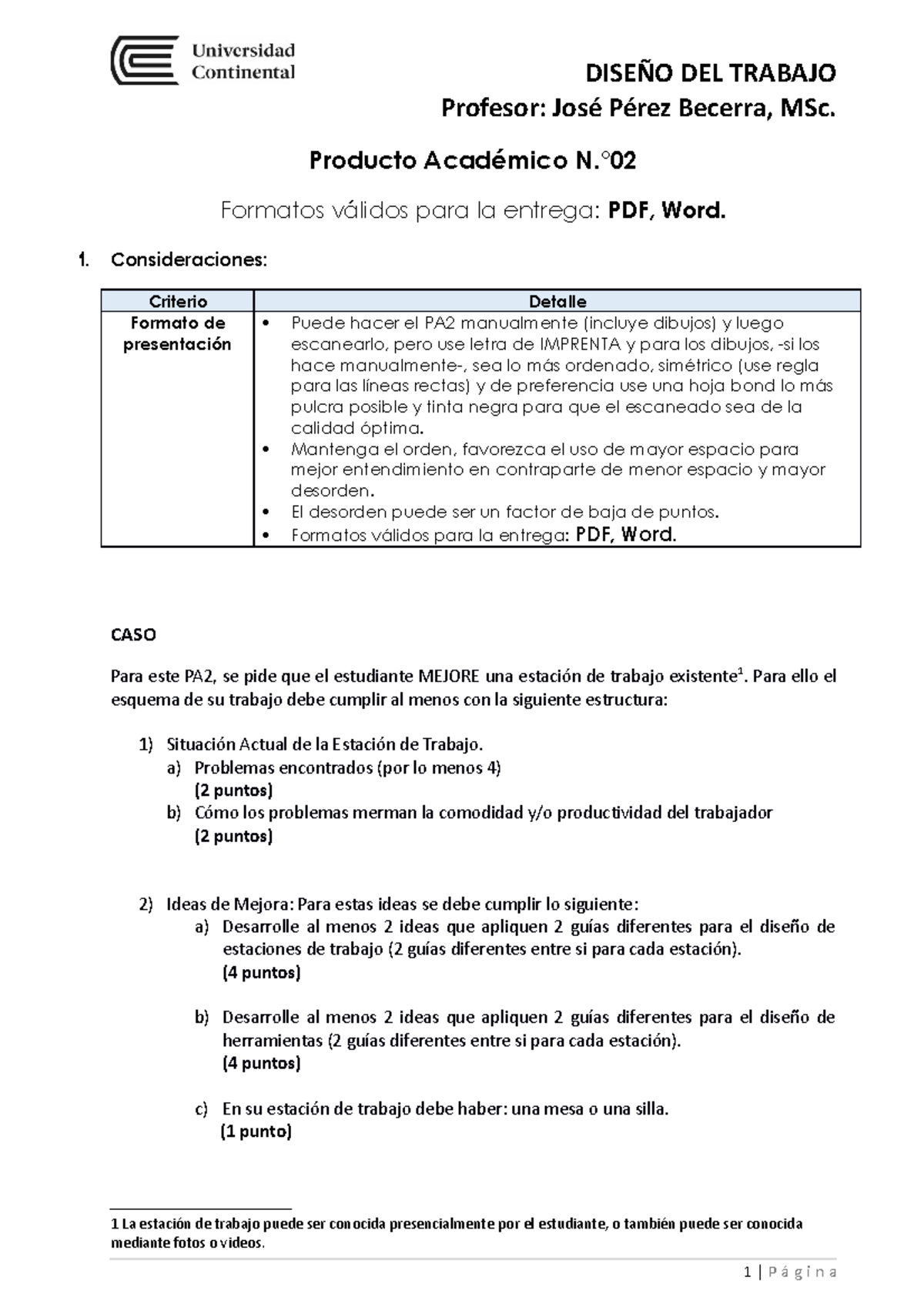 PA2 - ghaaa - Profesor: José Pérez Becerra, MSc. Producto Académico N ...