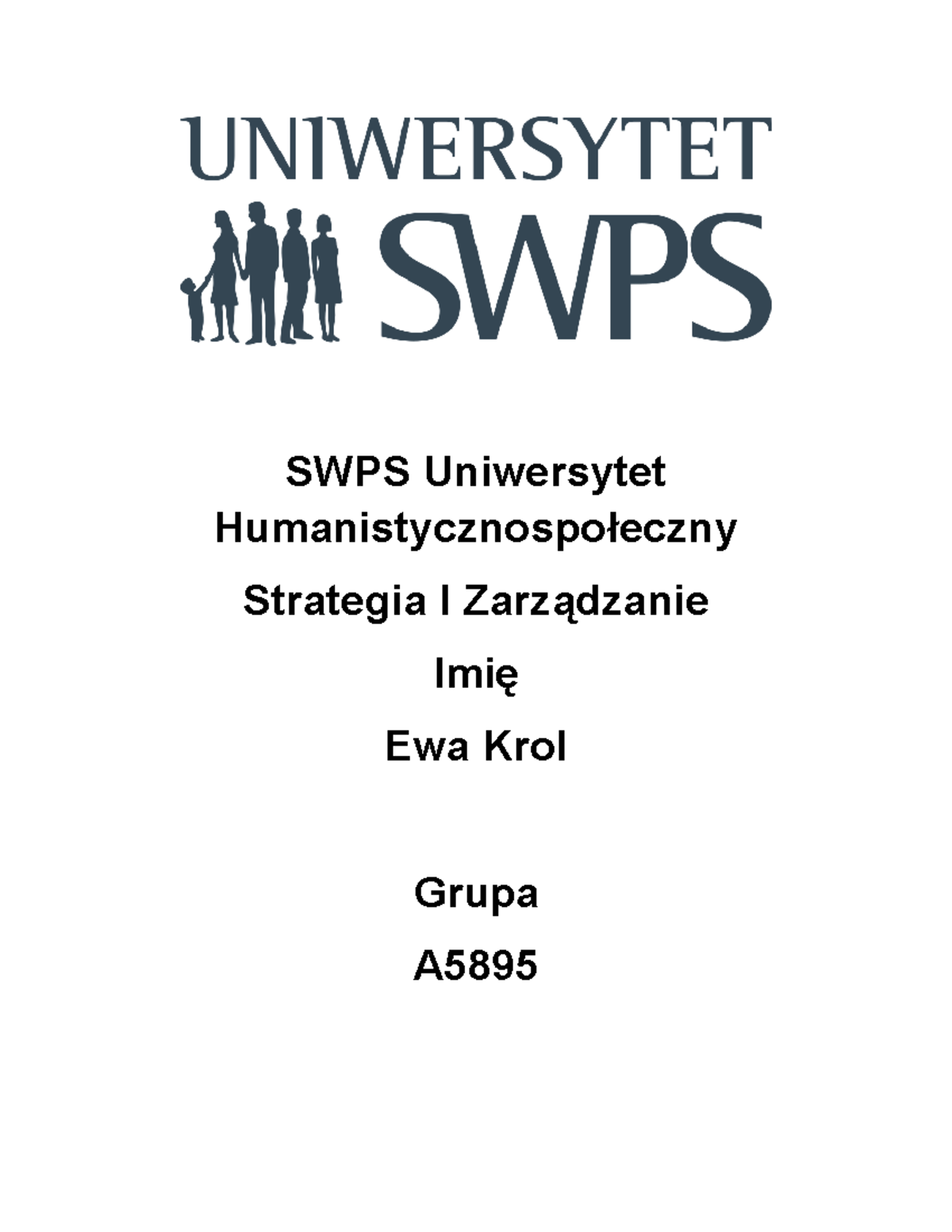 Strategia I Zarządzanie - SWPS Uniwersytet Humanistycznospołeczny ...
