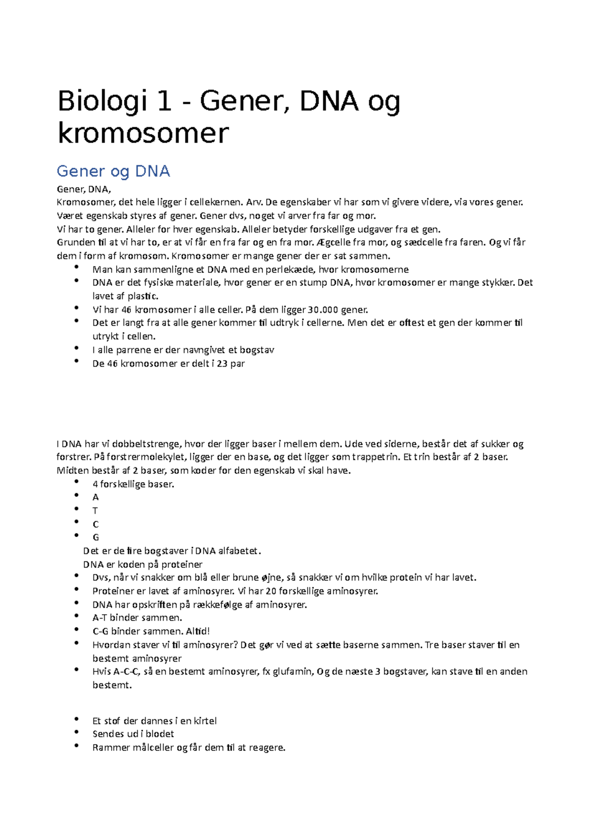 Biologi - Gener DNA og kromosomer - Biologi 1 - Gener, DNA og ...