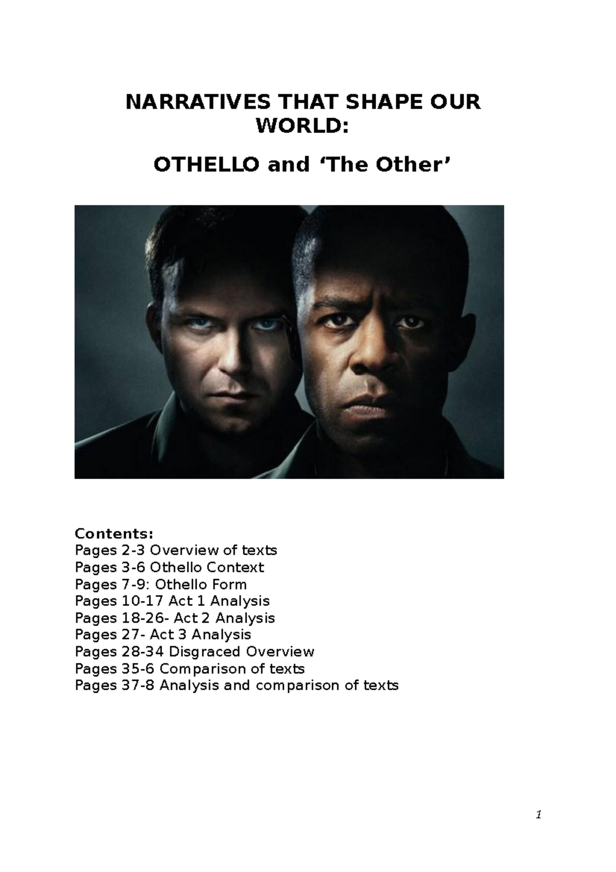 Othello, Disgraced Booklet - NARRATIVES THAT SHAPE OUR WORLD: OTHELLO ...