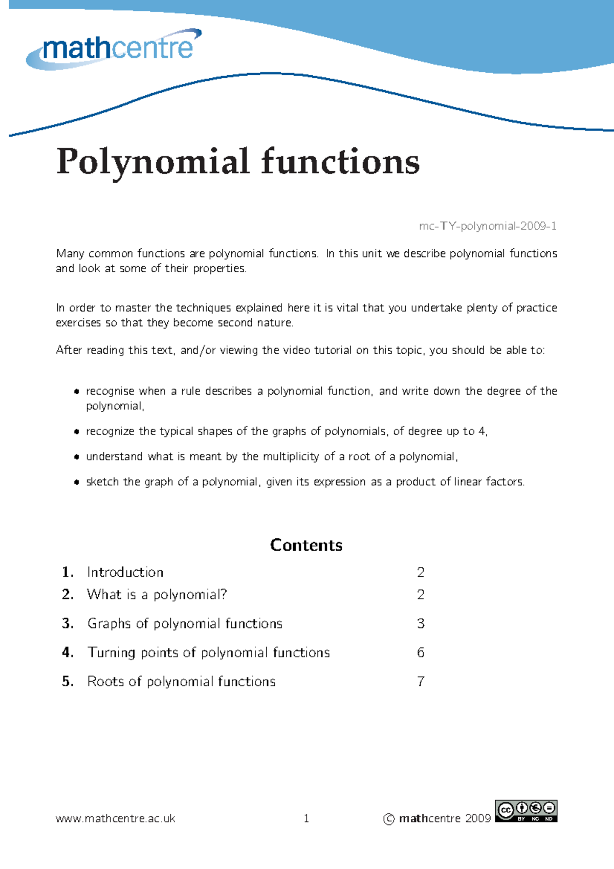 Polynomials - Notes - Polynomial functions mc-TY-polynomial-2009- Many ...