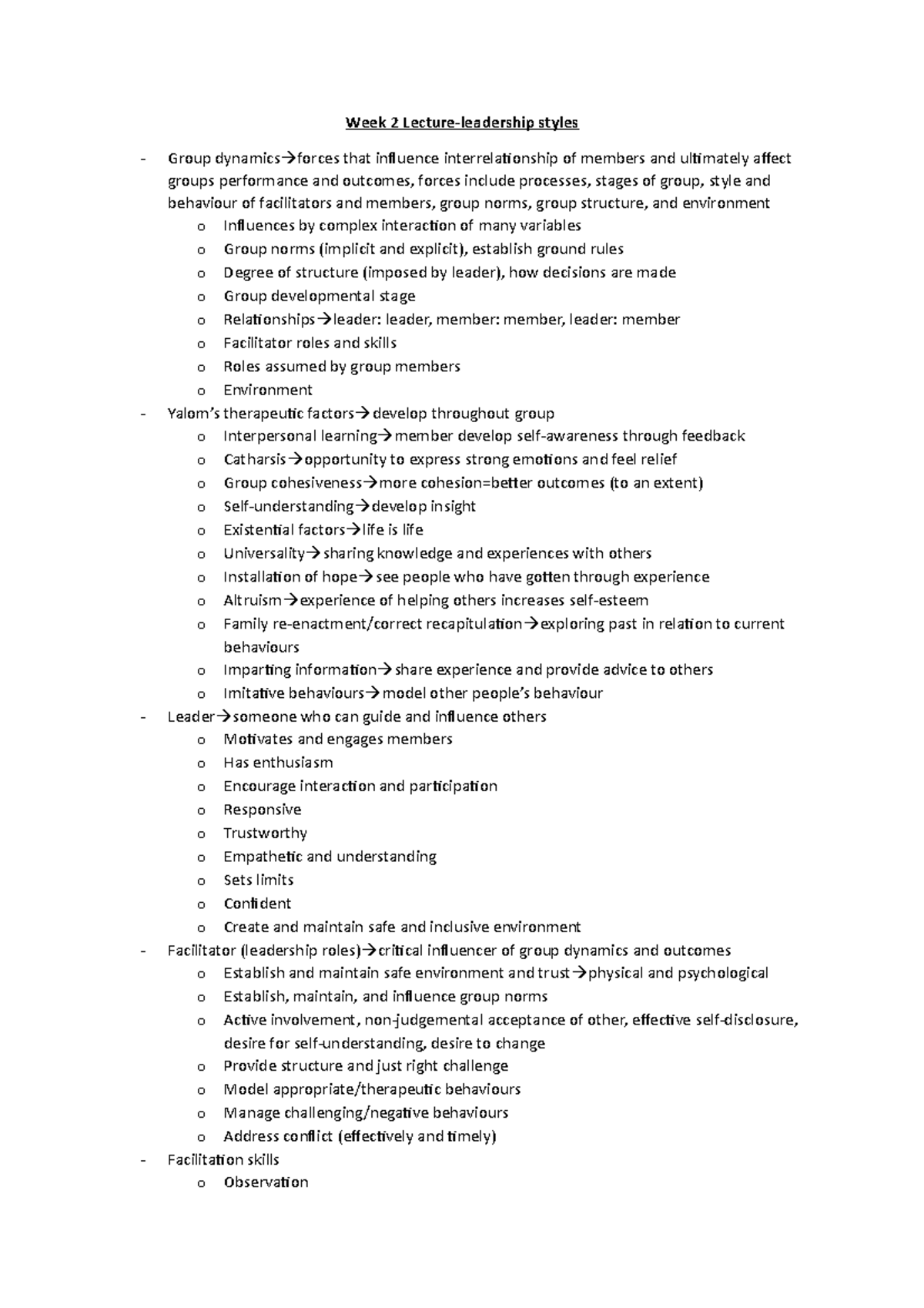 Lecture-leadership styles - Week 2 Lecture-leadership styles Group ...