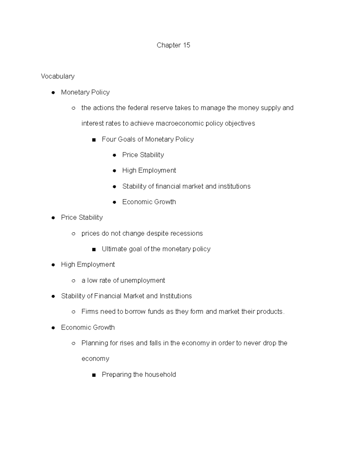 Chapter 15 - Chapter 15 Vocabulary Monetary Policy the actions the ...